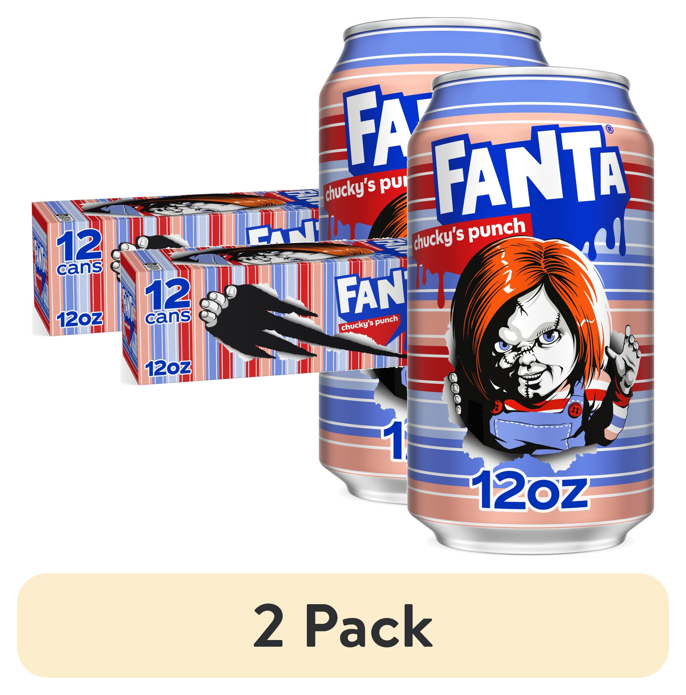 (2 pack) Fanta Fruit Punch Caffeine Free Soda Soft Drink, Chucky's Punch Halloween Edition, 12 ...