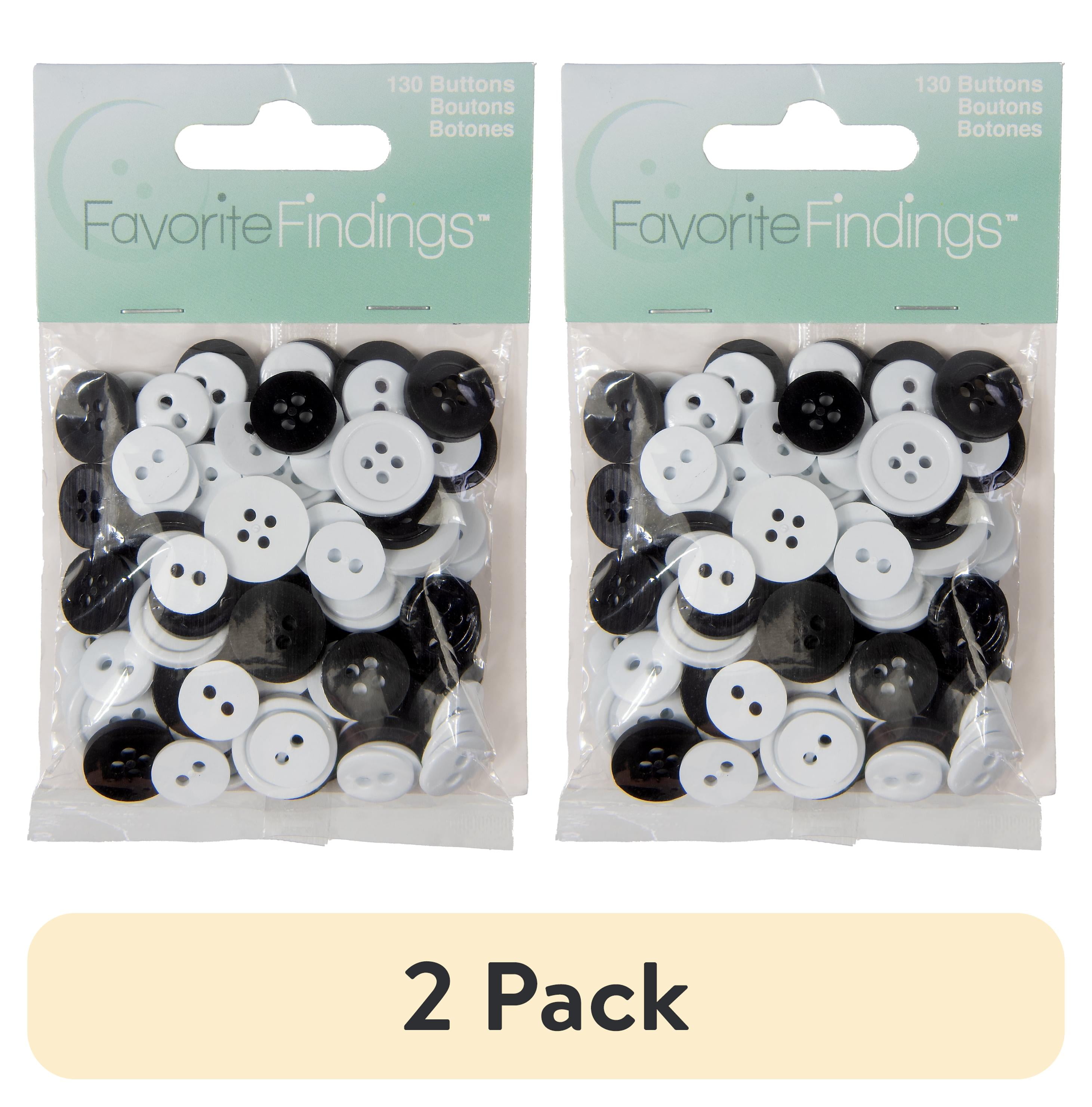 (2 pack) Favorite Findings Black and White Basic Round Sew Thru Buttons ...