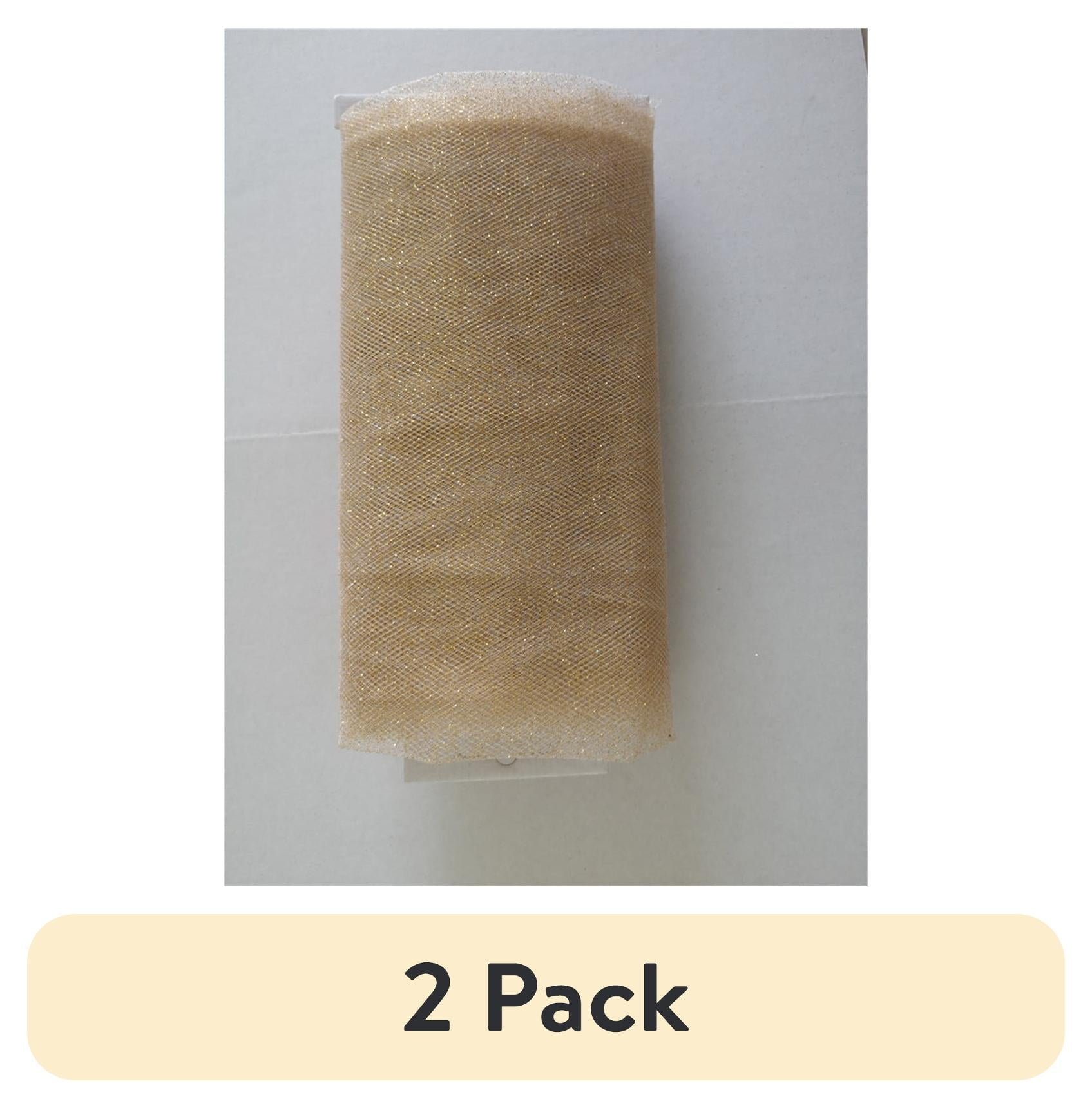 (2 pack) Fc 54"*3yd glitter precut tull fabric gold,100% polyester ...