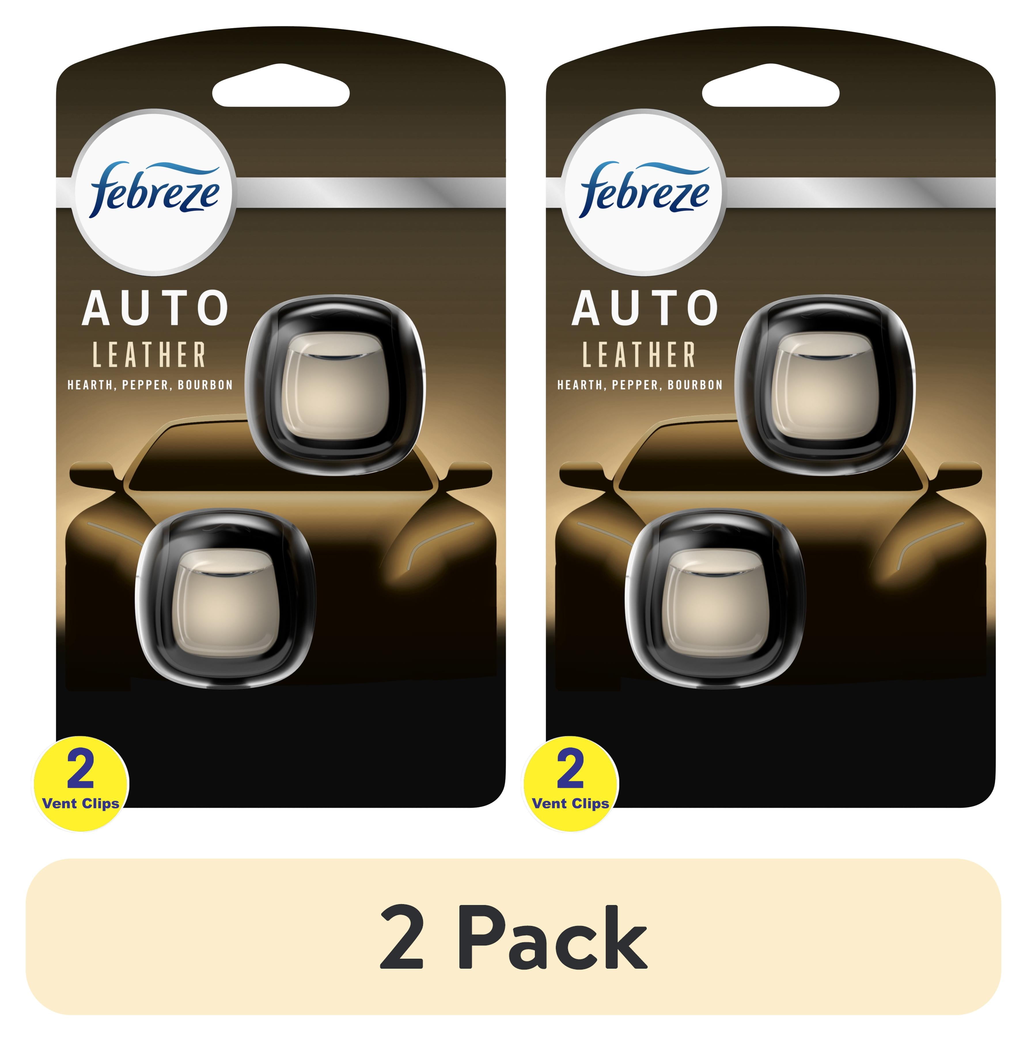 (2 pack) Febreze AUTO Car Air Freshener, Odor-Fighting Car Vent Clip, Leather, 2 Count - Walmart.com