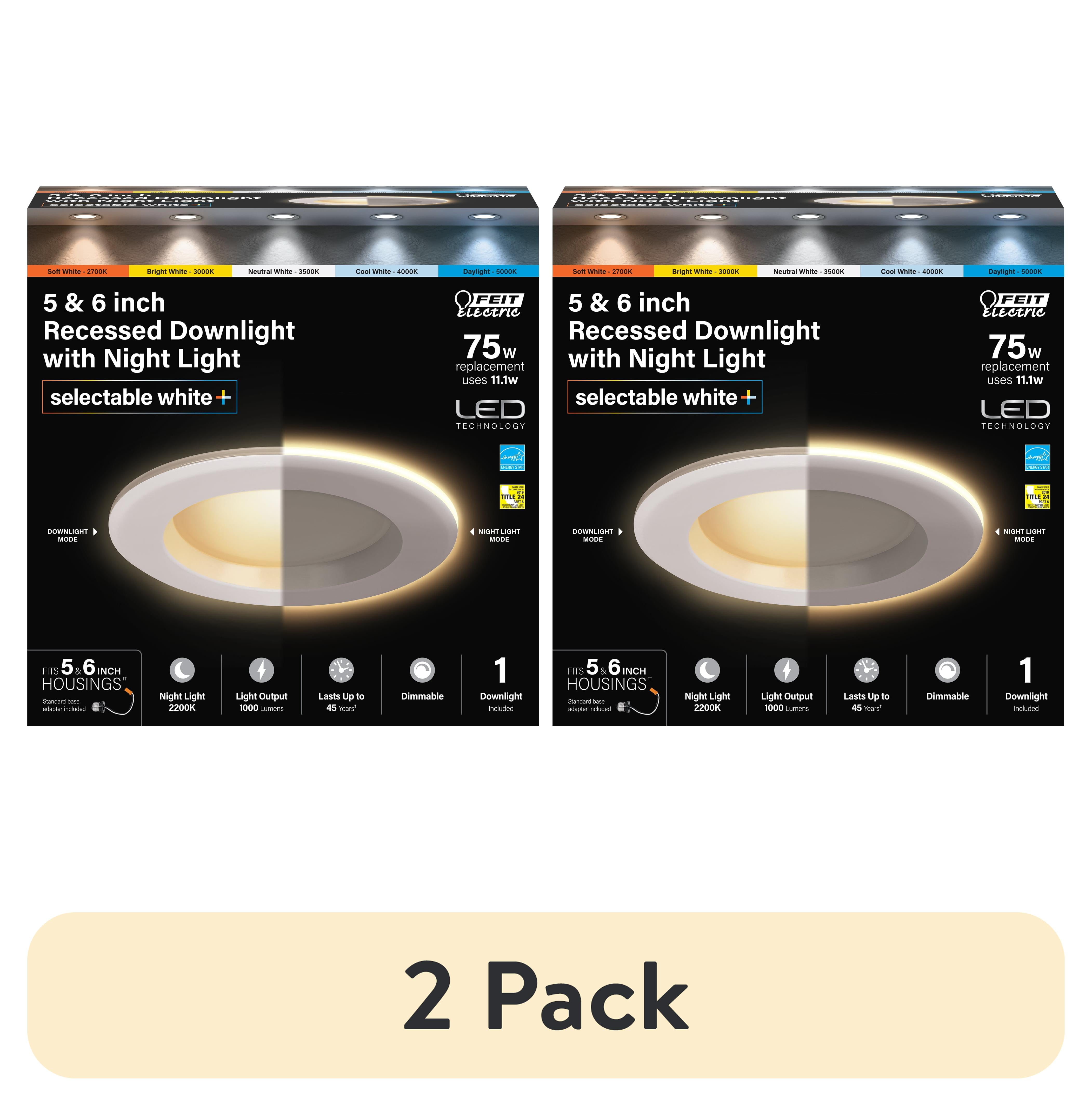 (2 pack) Feit Electric 5-6 in LED 11.1 Watt (75W Equiv) Color Select ...