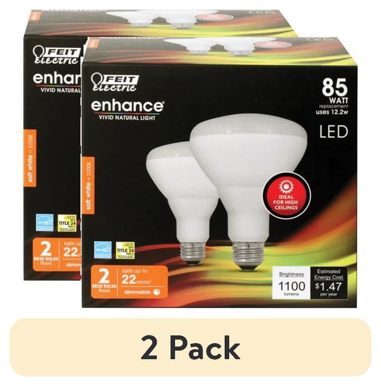 (2 pack) Feit Electric Enhance 12.2W BR30 LED Bulb - Soft White ...