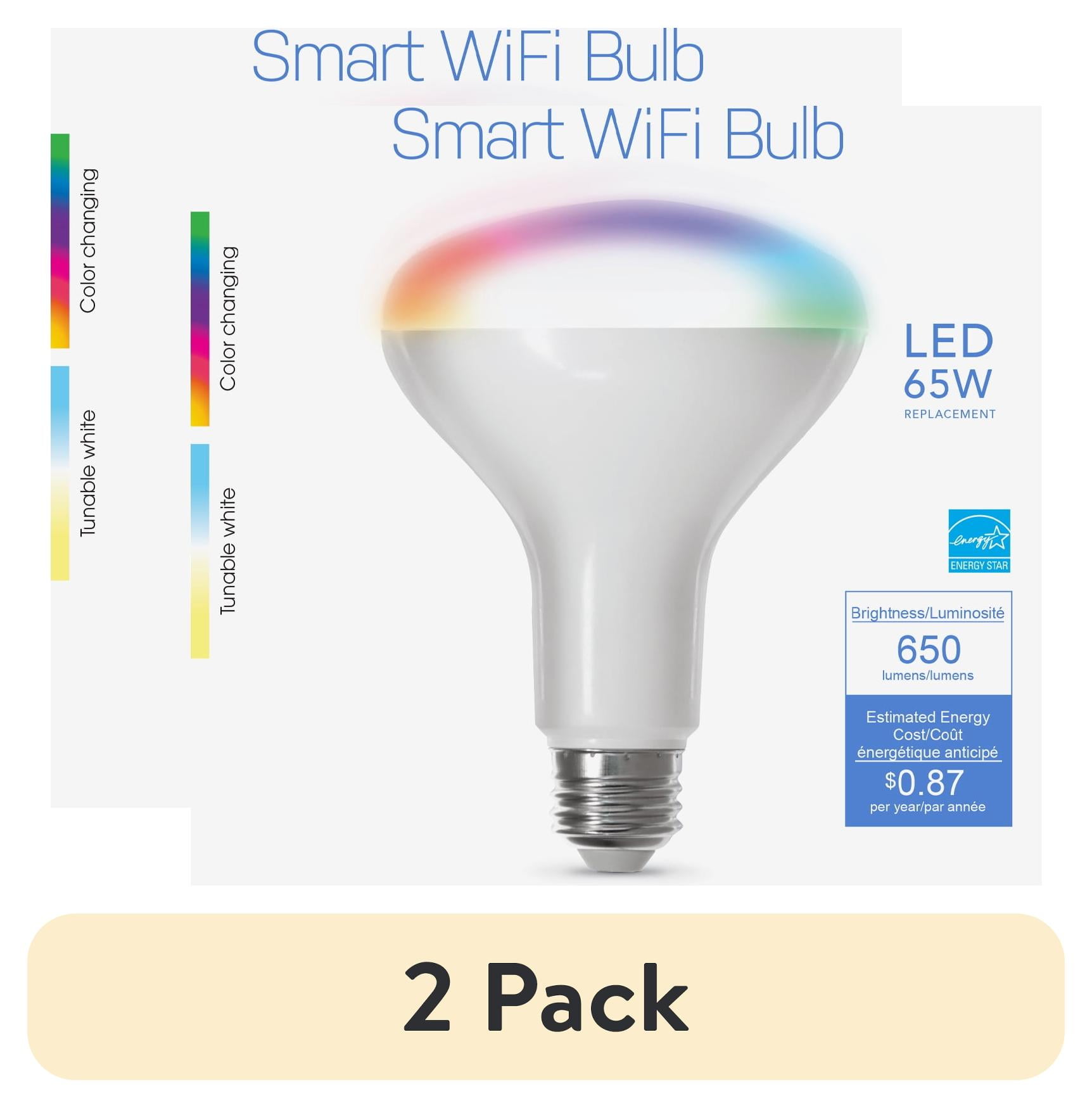 (2 pack) Feit Electric Smart LED Bulb 7.2W (65W Equivalent) Tunable ...