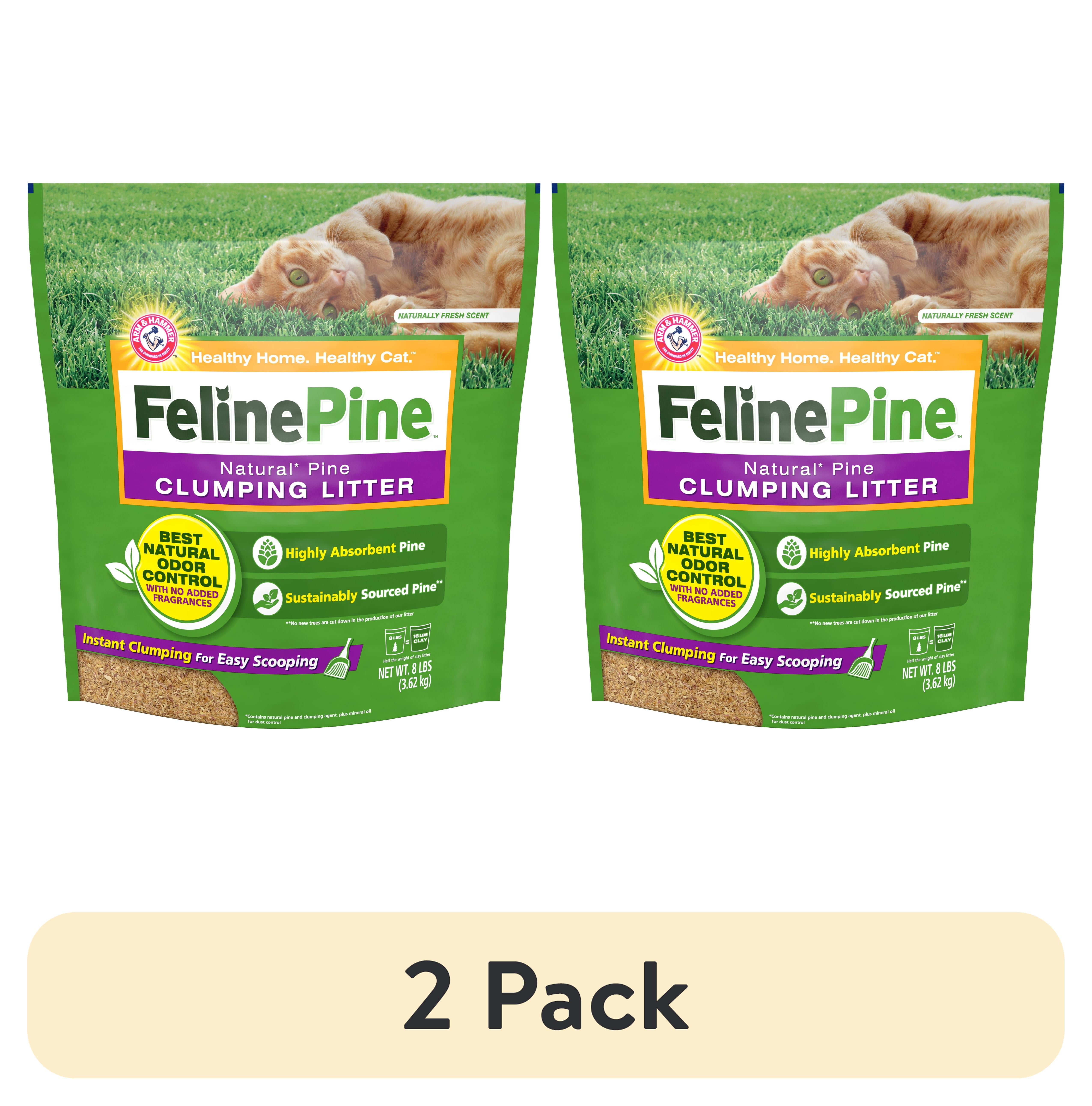 (2 pack) Feline Pine Cat Litter, Natural Pine Clumping Litter, 8 lb ...