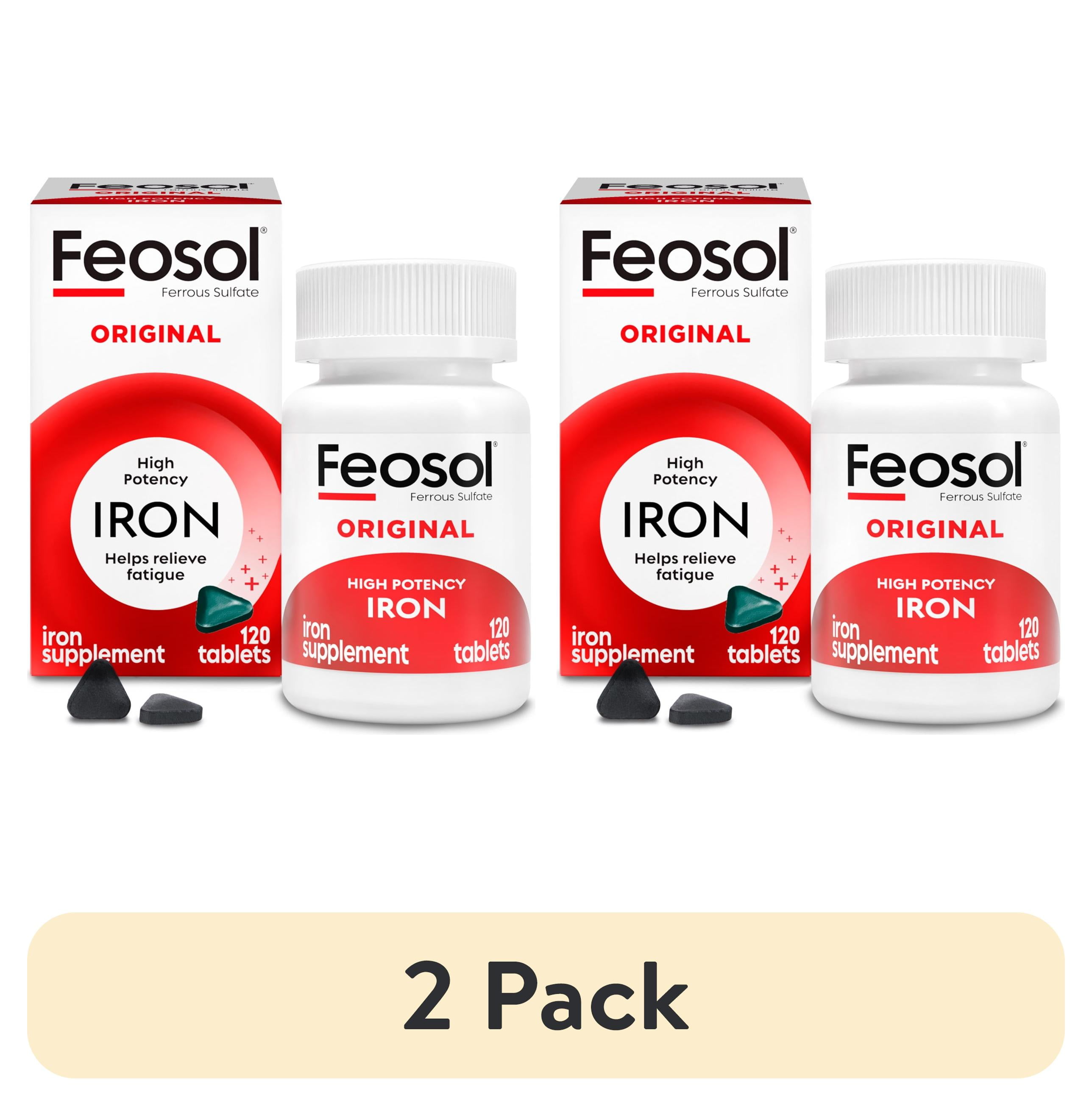 (2 pack) Feosol Original Iron Supplement, Non-heme, 325mg Ferrous ...