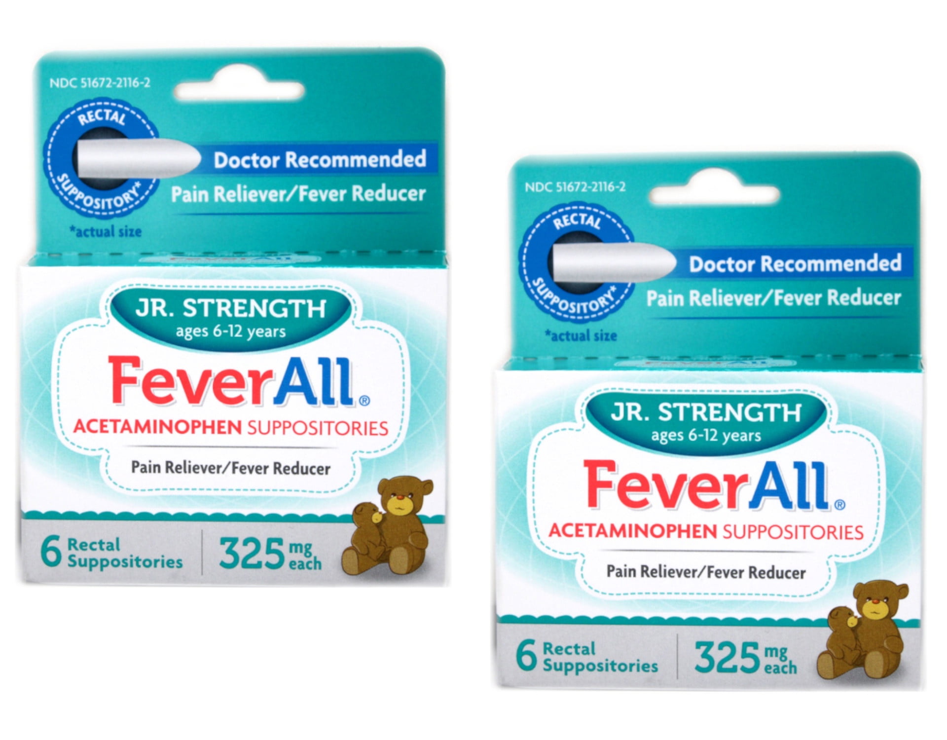 (2 pack) Feverall Children Acetaminophen Suppositories 6 Rectal ...