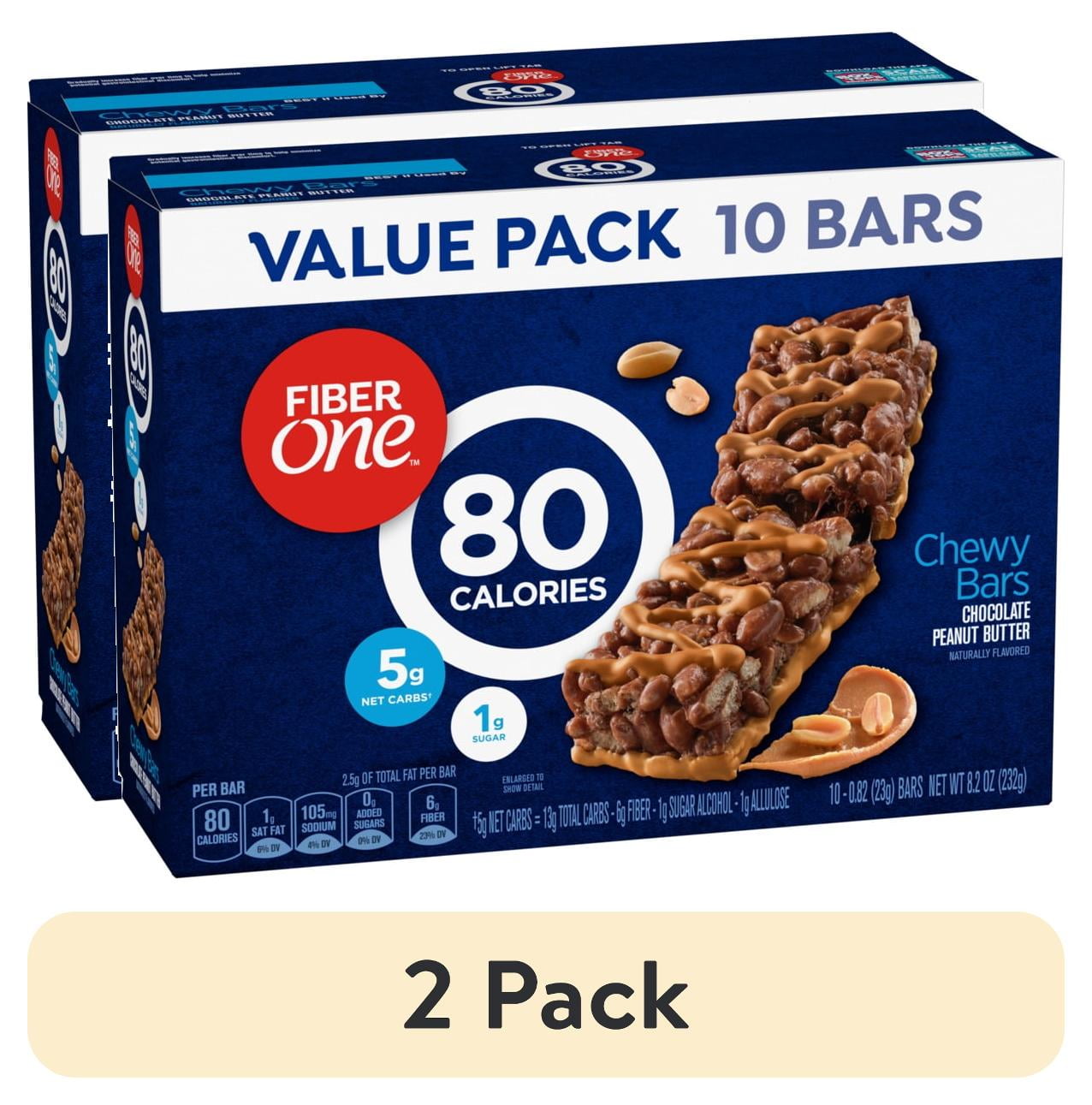 (2 pack) Fiber One 80 Calorie Chewy Bars, Chocolate Peanut Butter ...