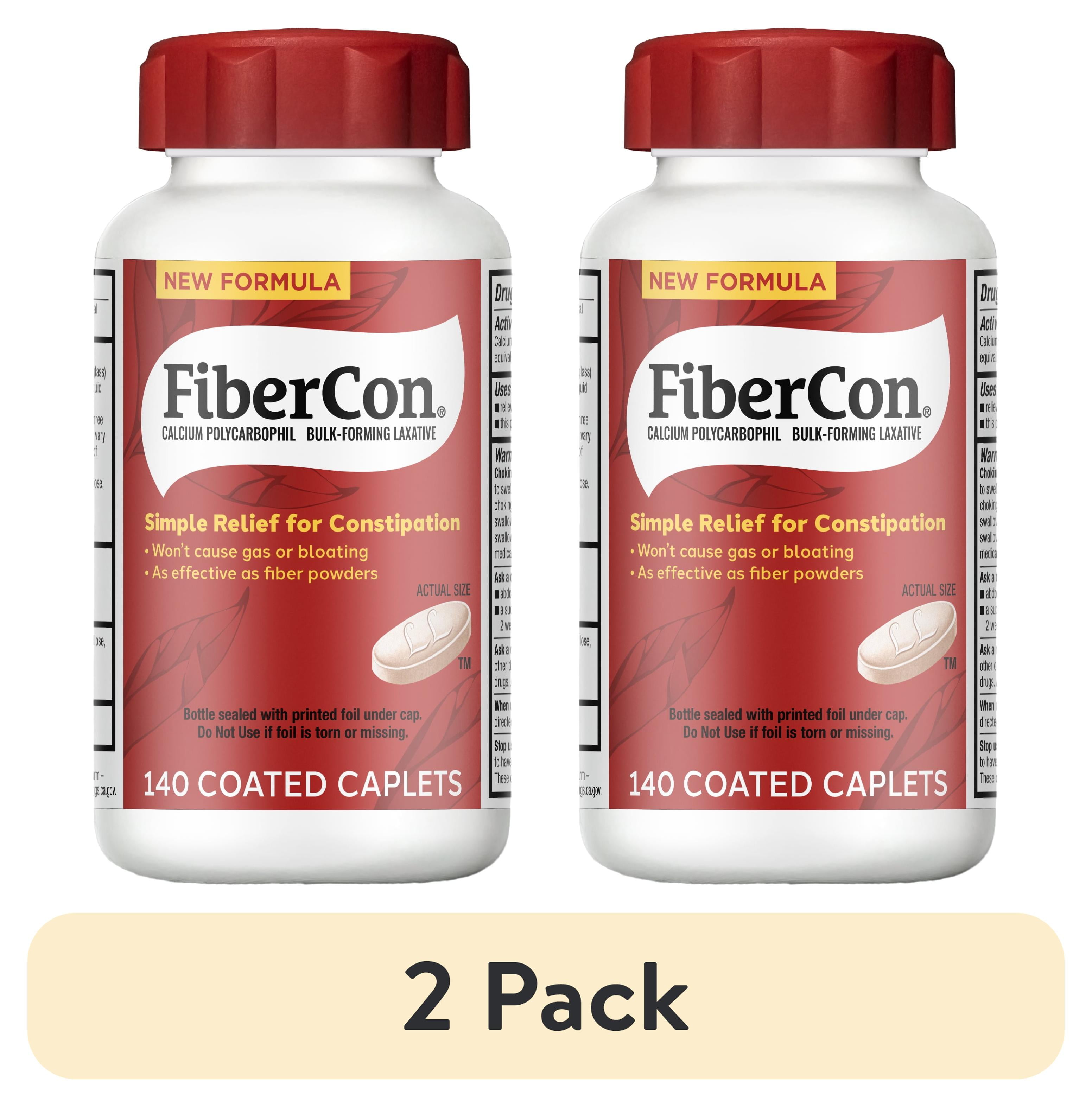 (2 pack) FiberCon Constipation Relief, 140 Caplets - Walmart.com