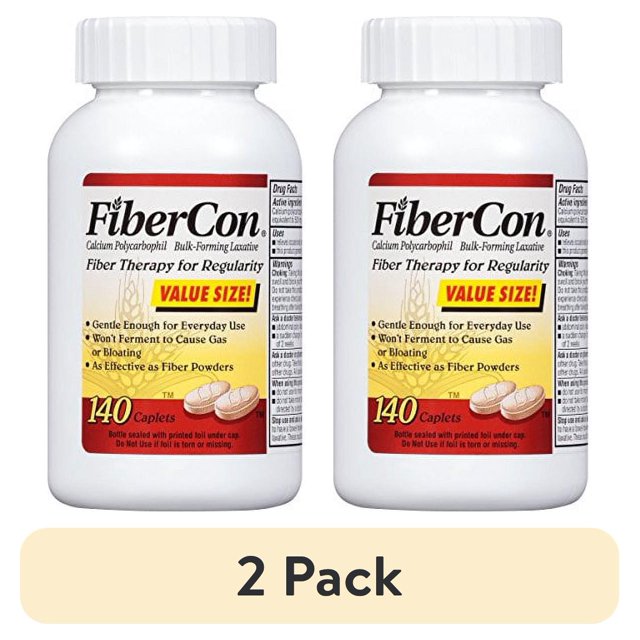 (2 pack) FiberCon Fiber Therapy for Regularity Supplement 140 Caplets ...