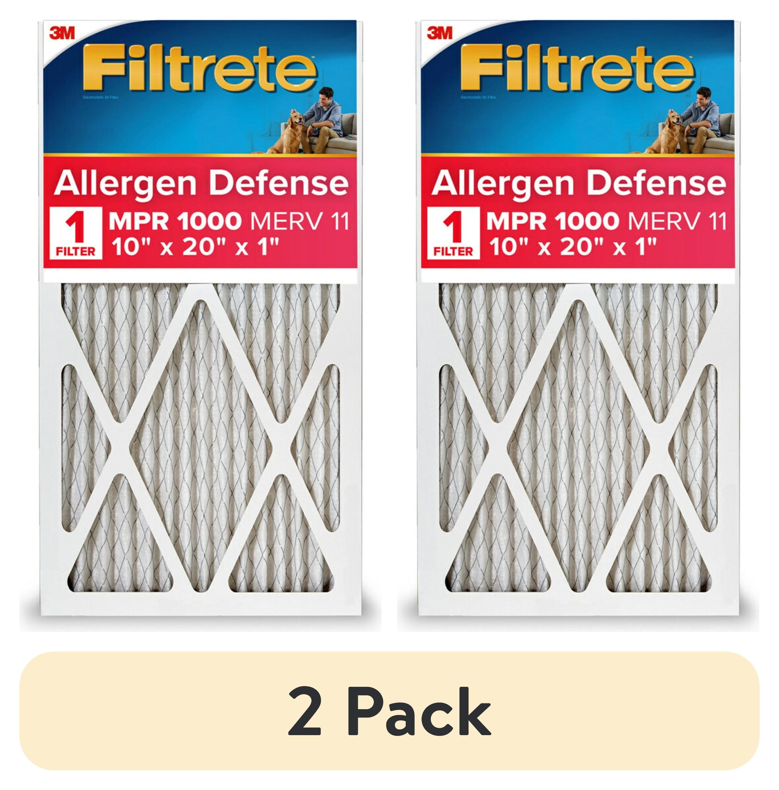 (2 pack) Filtrete 10x20x1 HVAC Furnace Air Filter, MPR 1000 MERV 11, Allergen Defense, 1 Filter ...