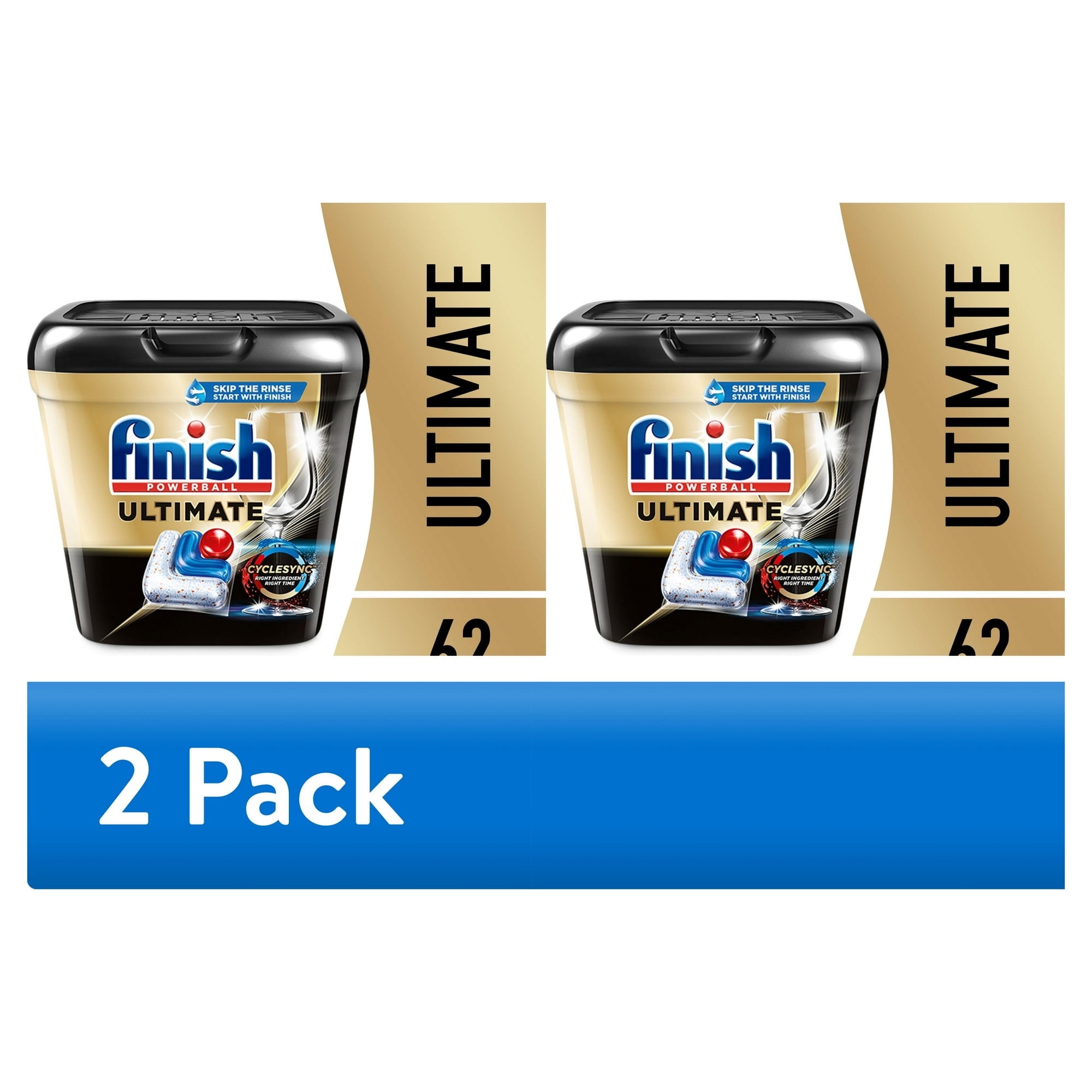 (2 pack) Finish Ultimate Dishwasher Detergent- 62 Count - With ...