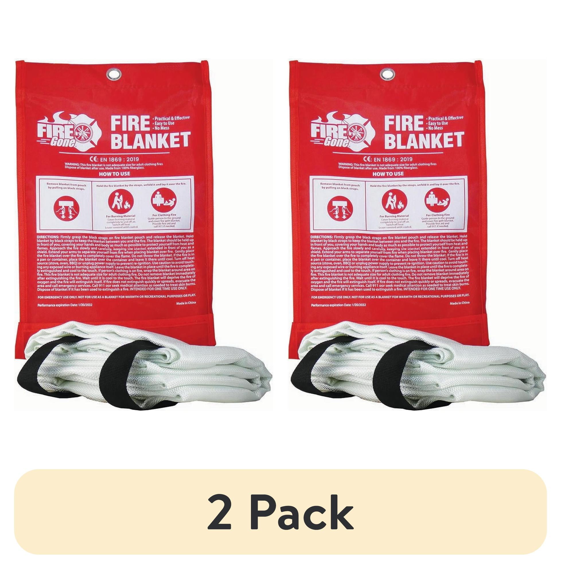 (2 pack) Fire Gone Premium Emergency Fire Blanket - Safety for Kitchen ...