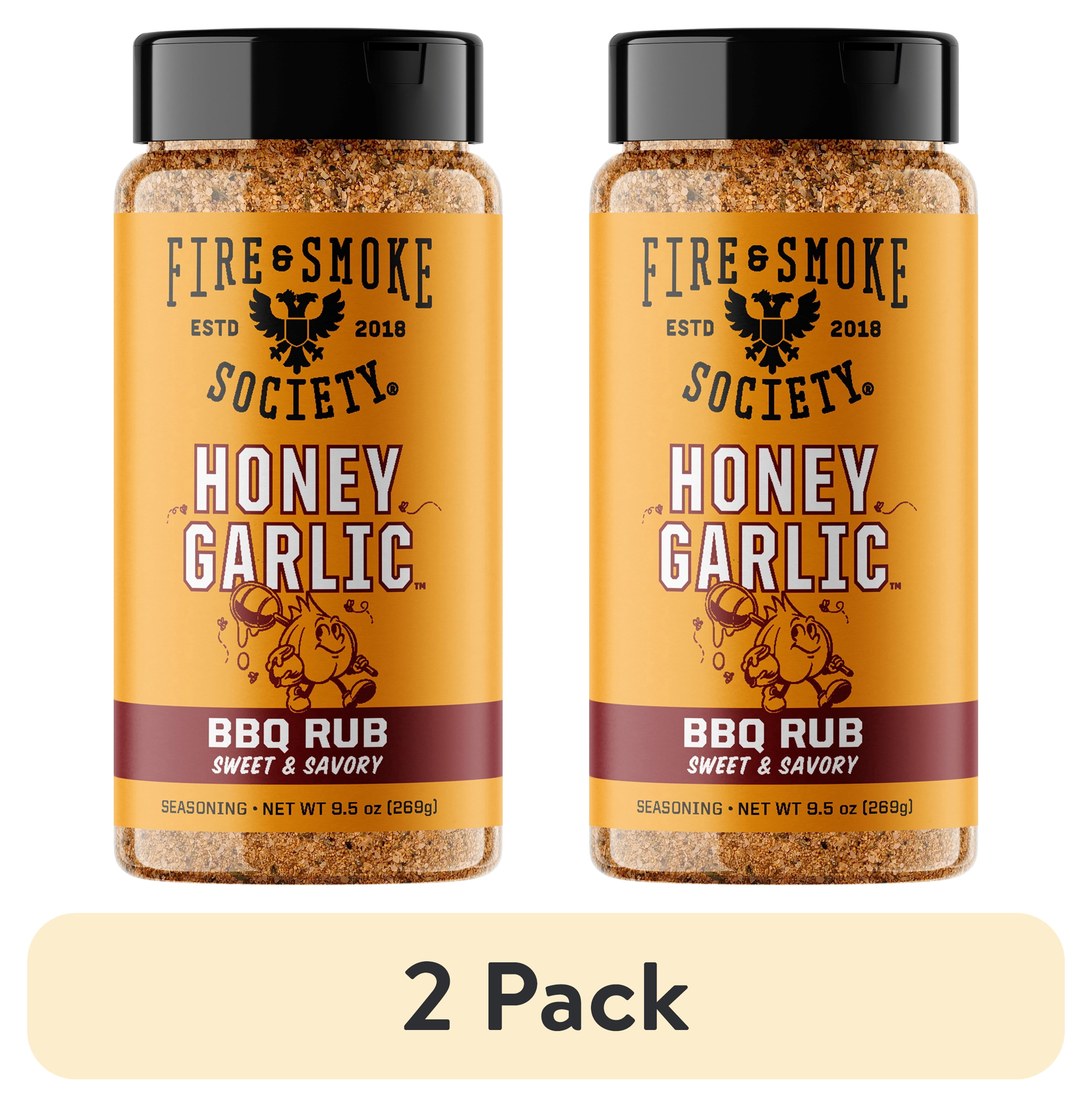 (2 pack) Fire & Smoke Society Honey Garlic BBQ Rub, BBQ Seasoning, 9.5 ...