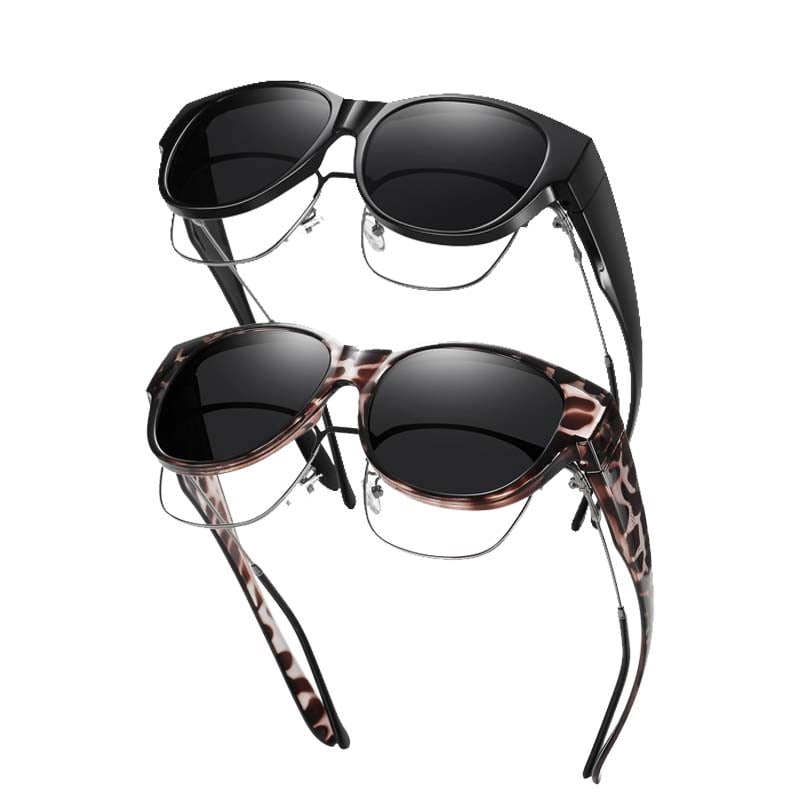 2 pack Fit Over Glasses Polarized Sunglasses for Women & Men, Stylish ...