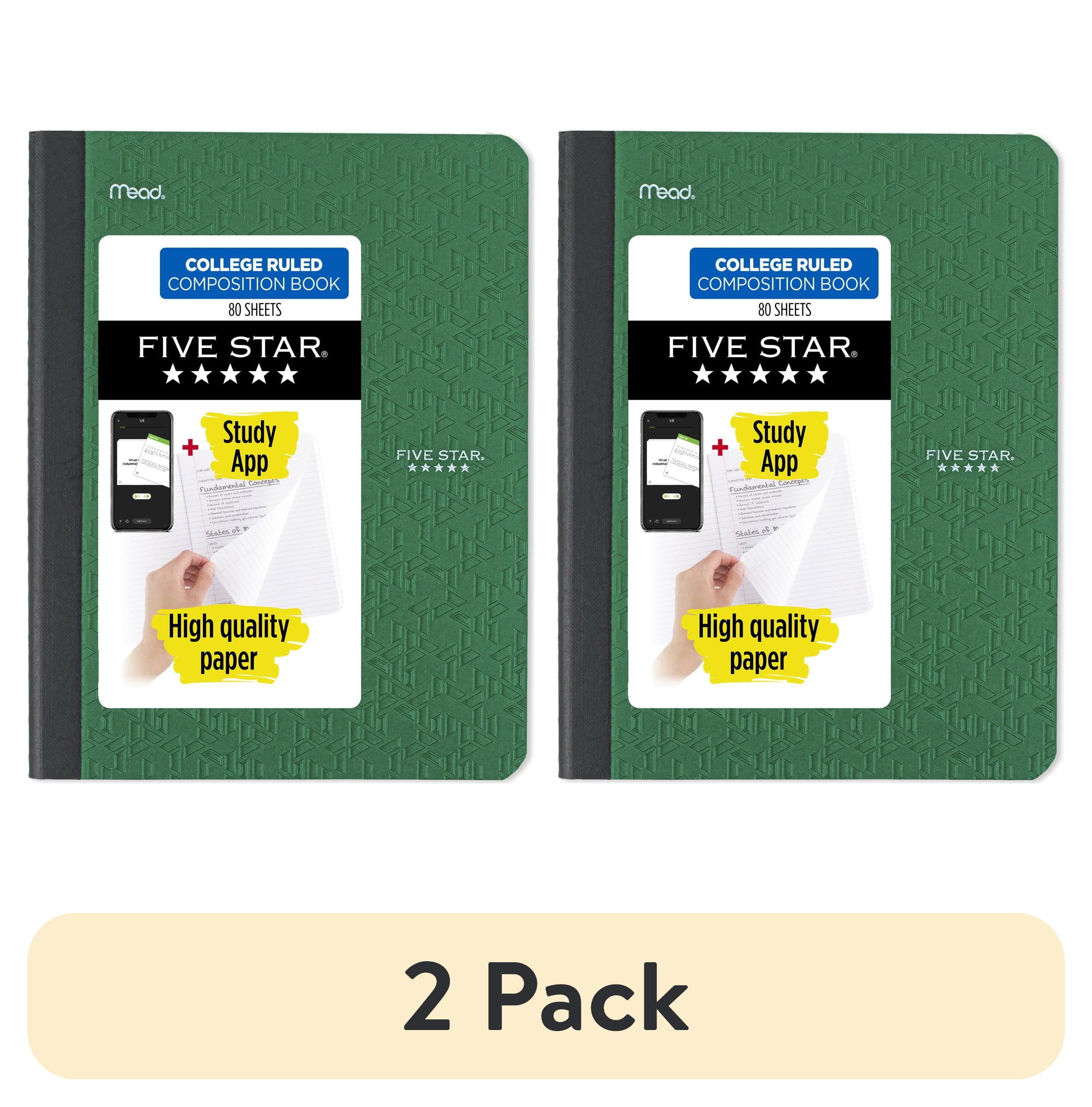 (2 pack) Five Star Composition Book Plus Study App, College Ruled, 80 ...