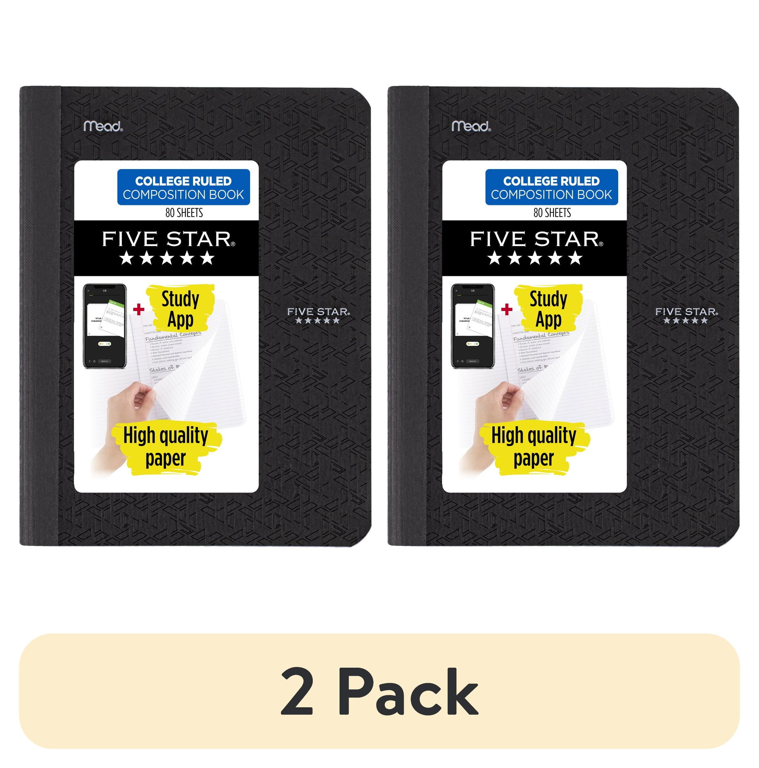 (2 pack) Five Star Composition Book Plus Study App, College Ruled, 80 ...