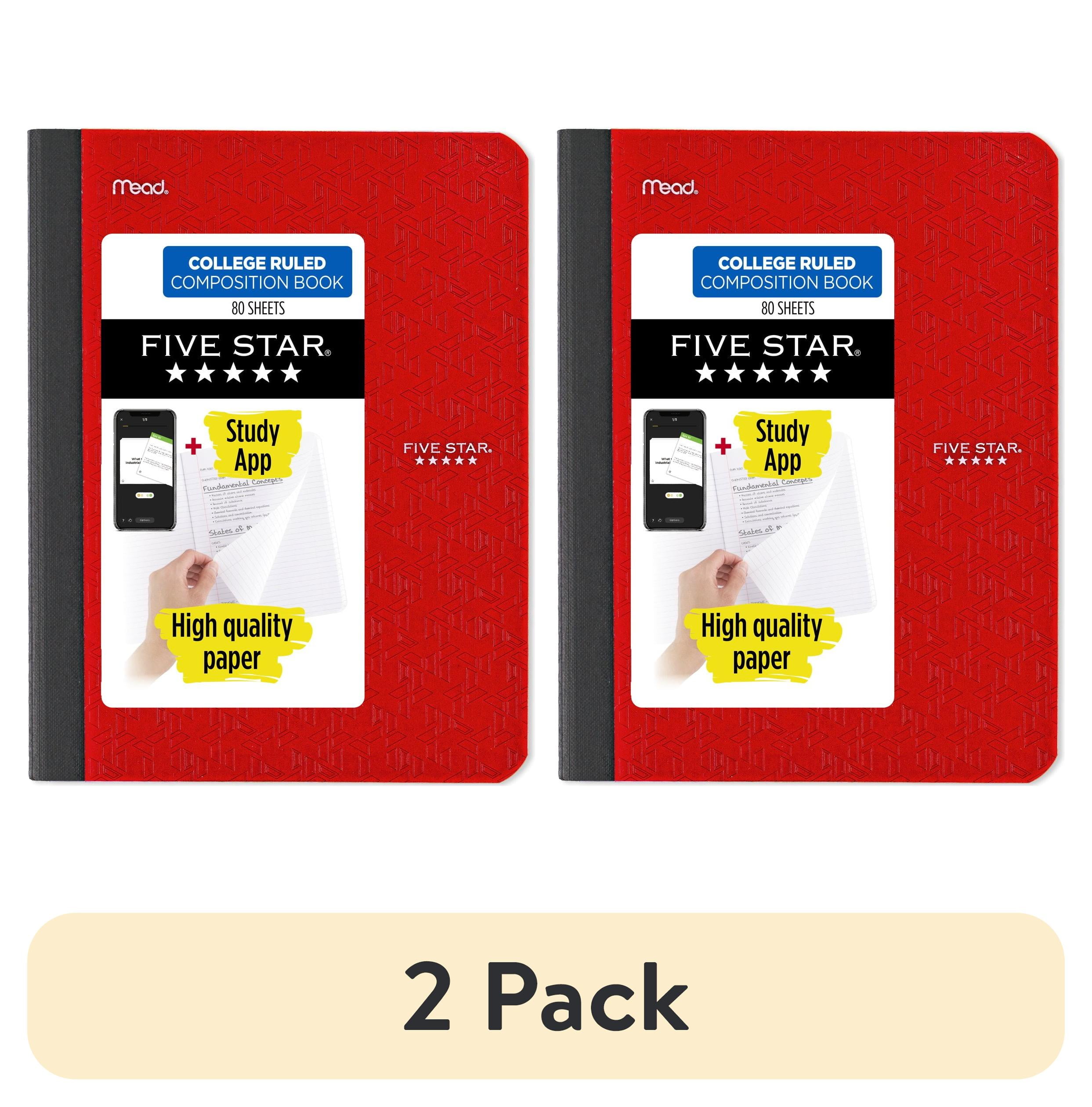 (2 pack) Five Star Composition Book Plus Study App, College Ruled, 80 ...