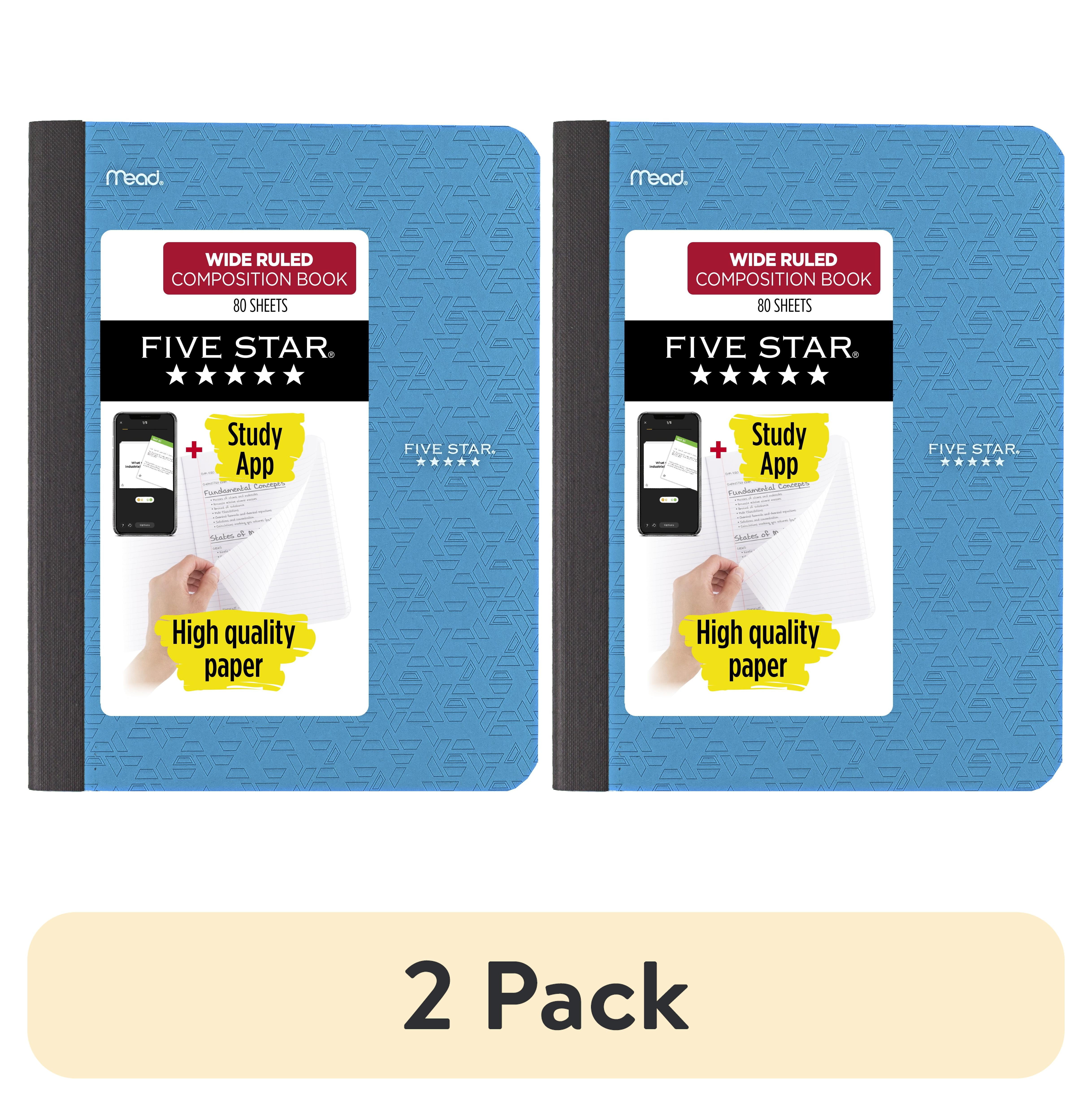 (2 pack) Five Star Composition Book Plus Study App, Wide Ruled, 80 ...