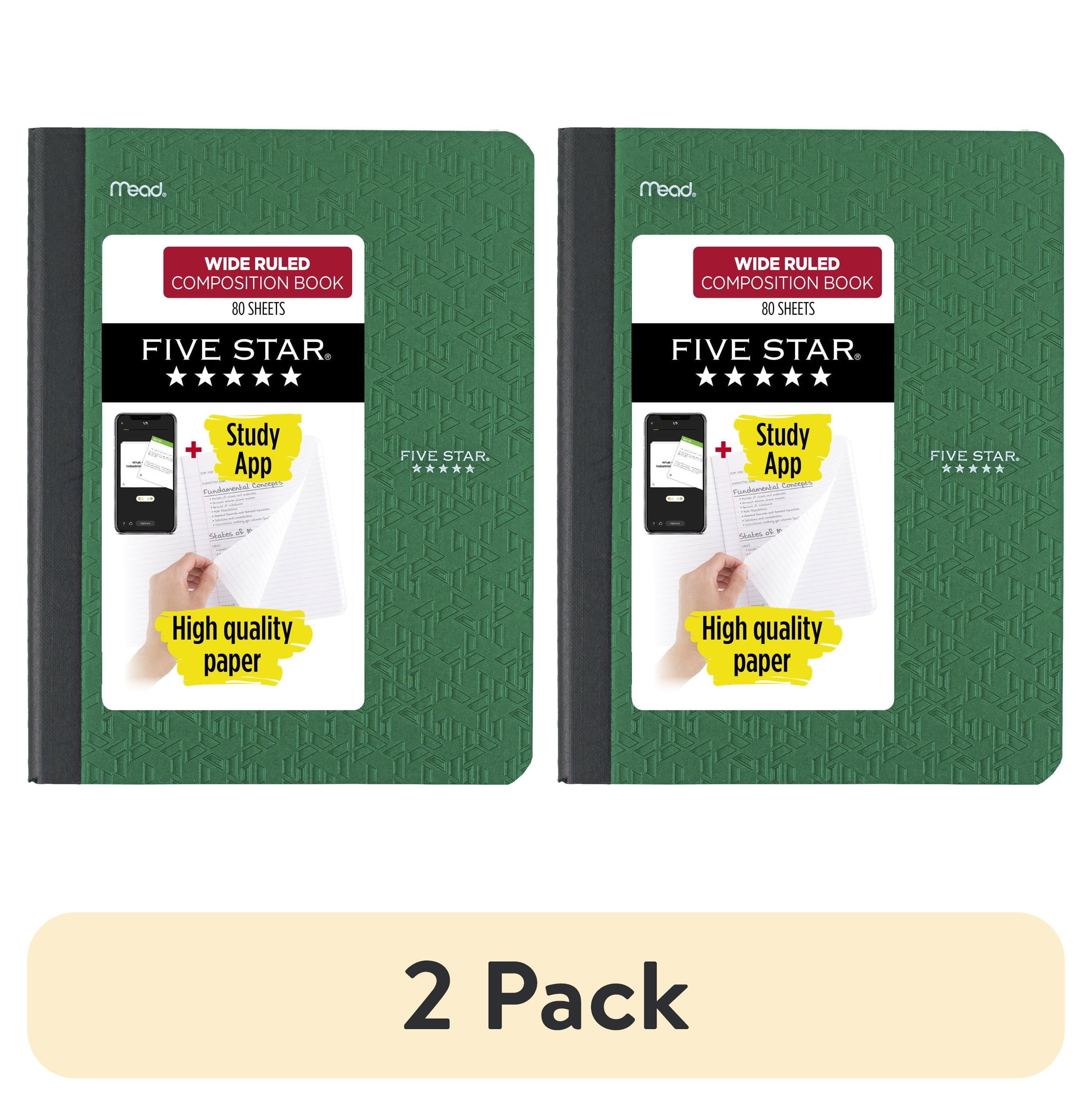 (2 pack) Five Star Composition Book Plus Study App, Wide Ruled, 80 ...