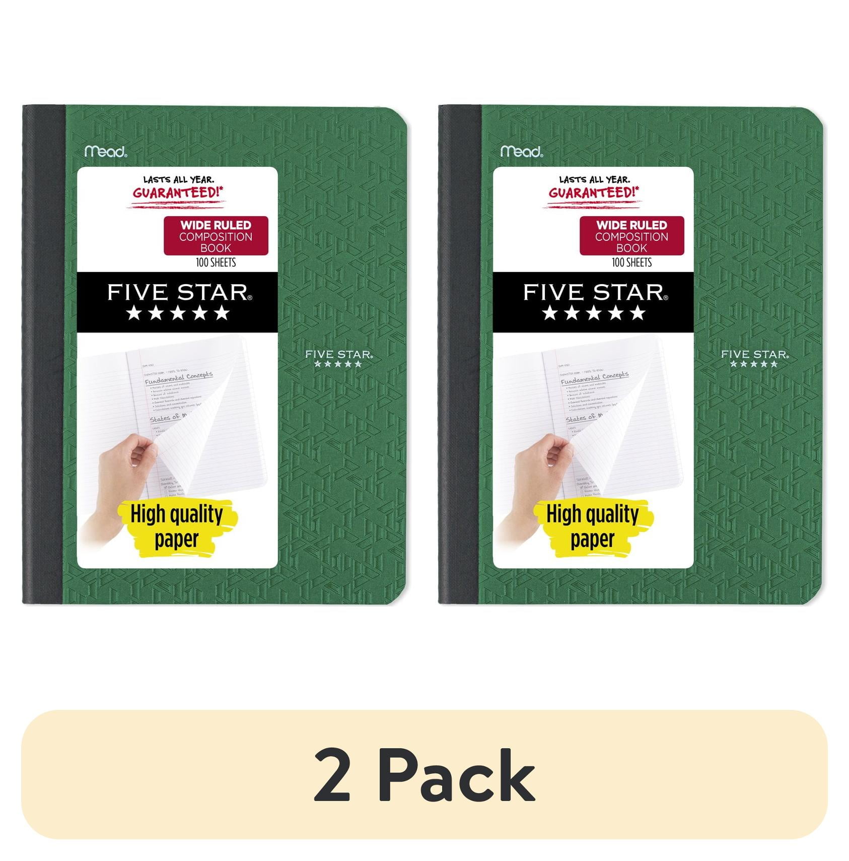 (2 pack) Five Star Composition Book, Wide Ruled, 100 Pages, Forest ...