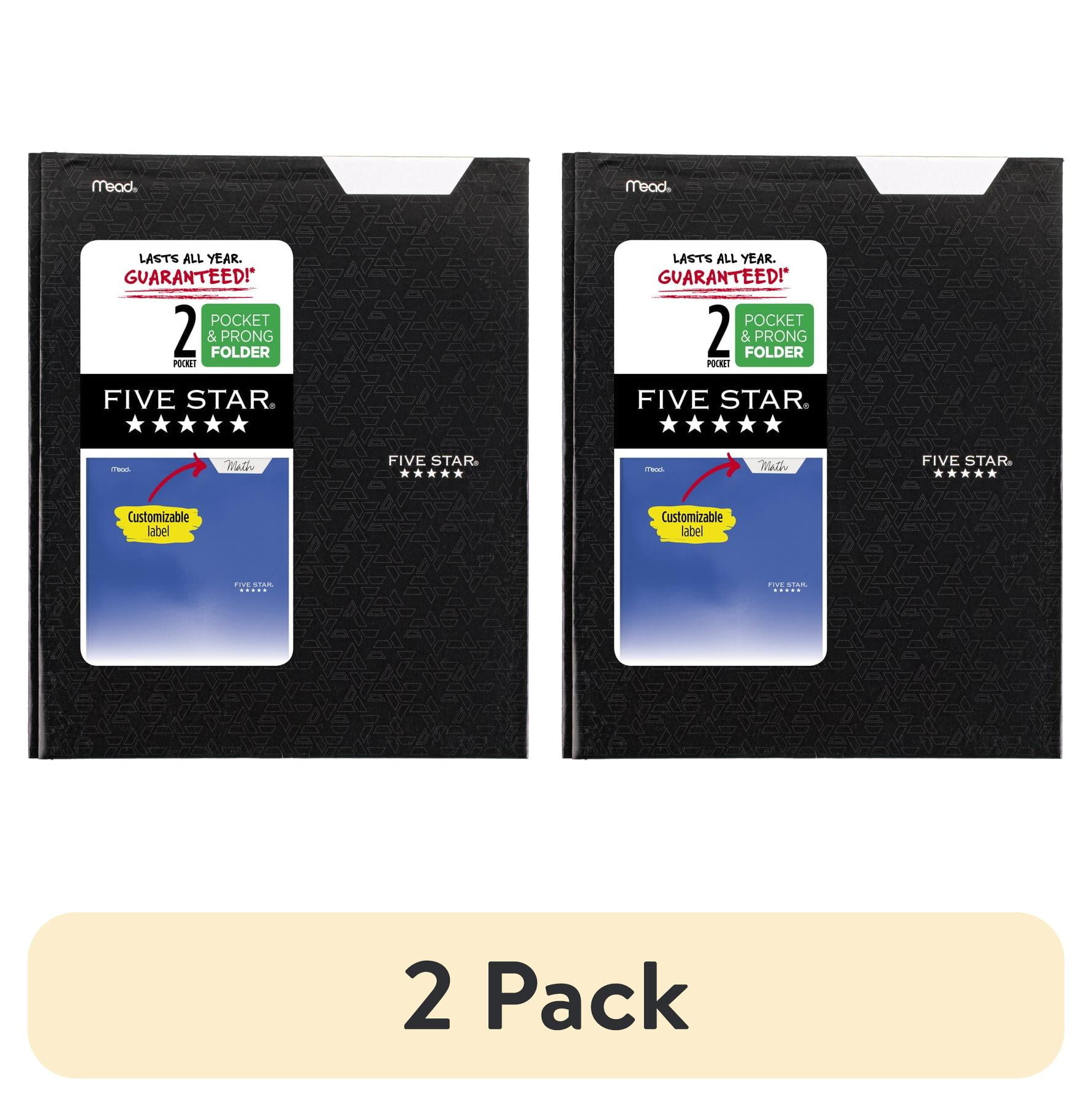 (2 pack) Five Star Pocket and Prong Paper Folder, Black (340020B-WMT22 ...