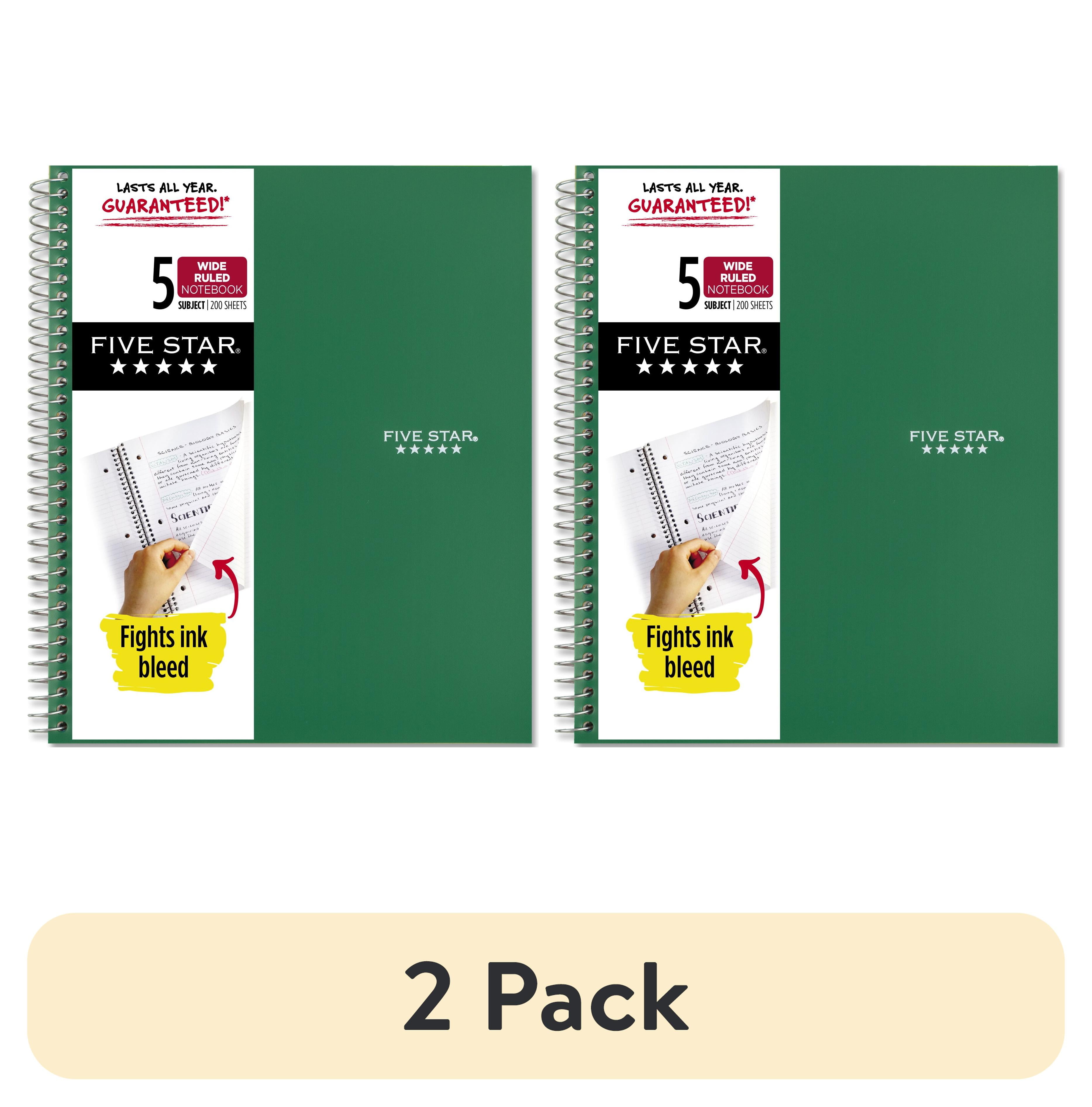 (2 pack) Five Star Spiral Notebook Plus Study App 5 Subject Wide Ruled ...