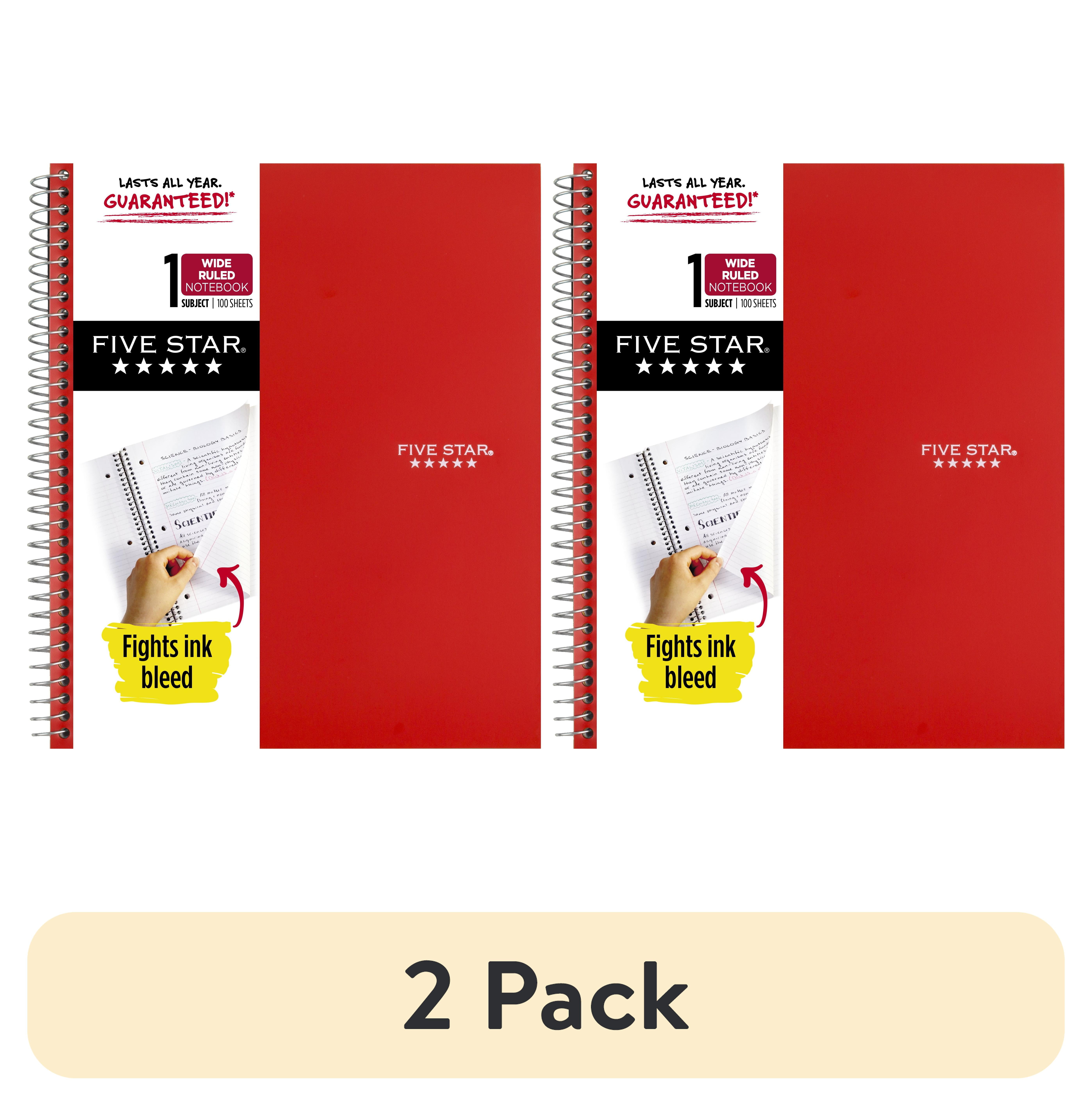 (2 pack) Five Star 1 Subject Wide Ruled Notebook Plus Study App, 8" x ...
