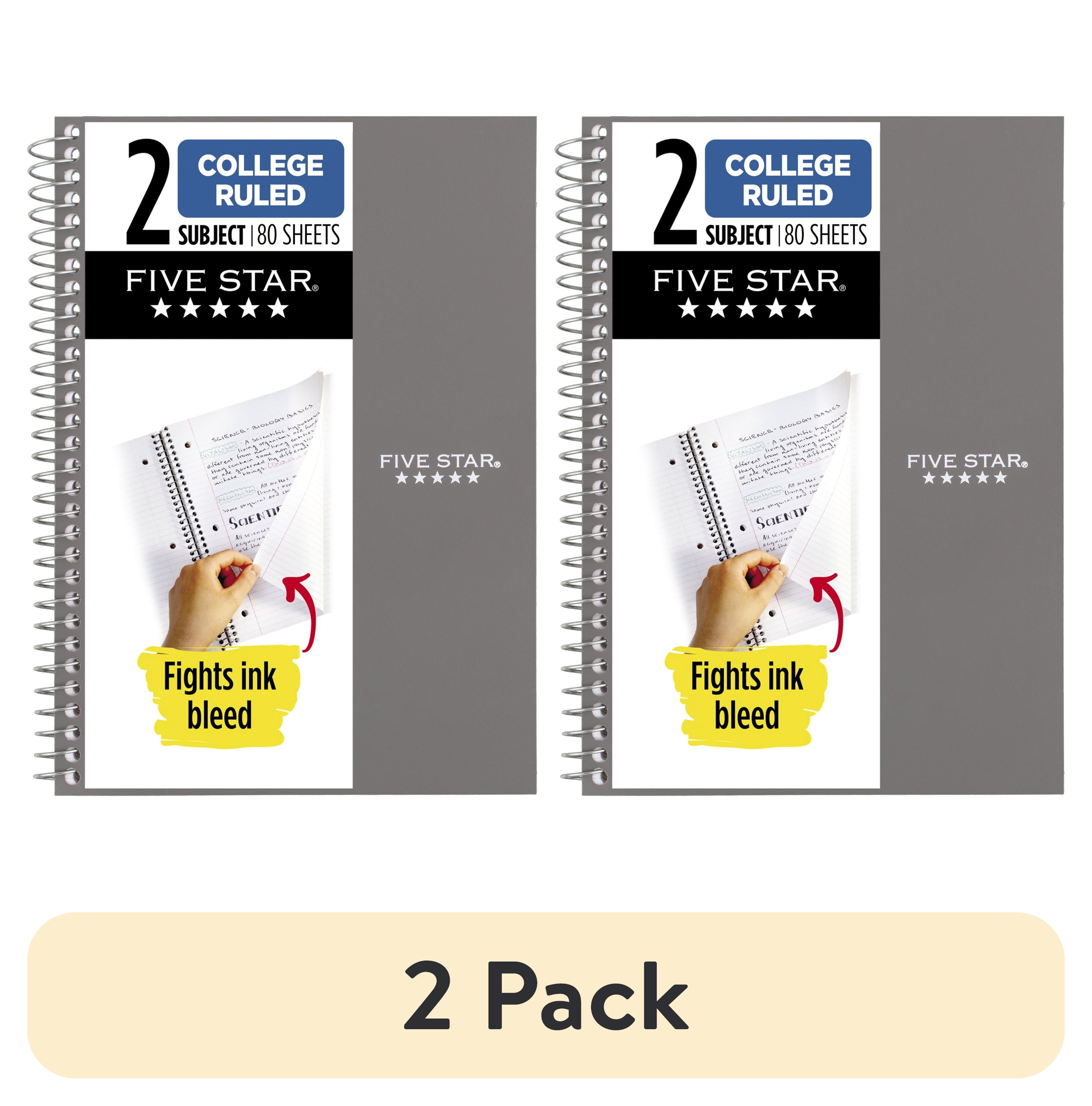 (2 pack) Five Star Spiral Notebook, 2 Subject, College Ruled, 6" x 9.5 ...