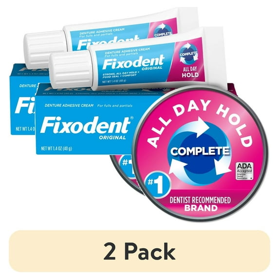 (2 pack) Fixodent Original Secure Denture Adhesive 1.4 oz - Walmart.com