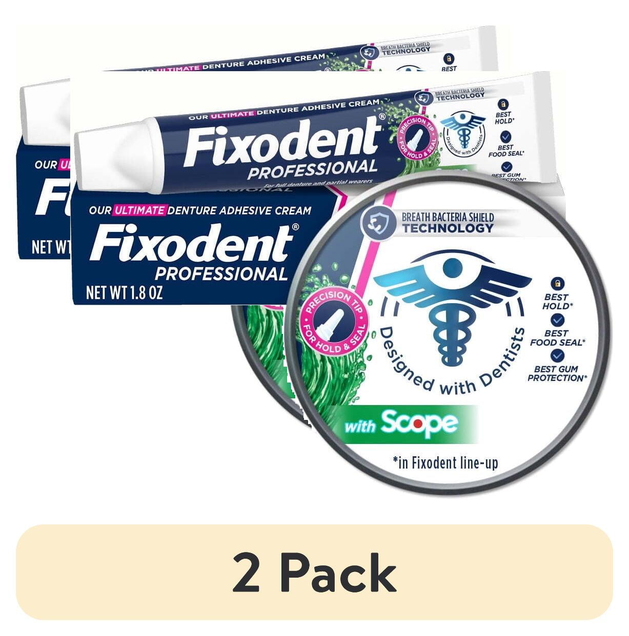 (2 pack) Fixodent Professional Plus Scope Denture Adhesive Cream, 1.8 ...