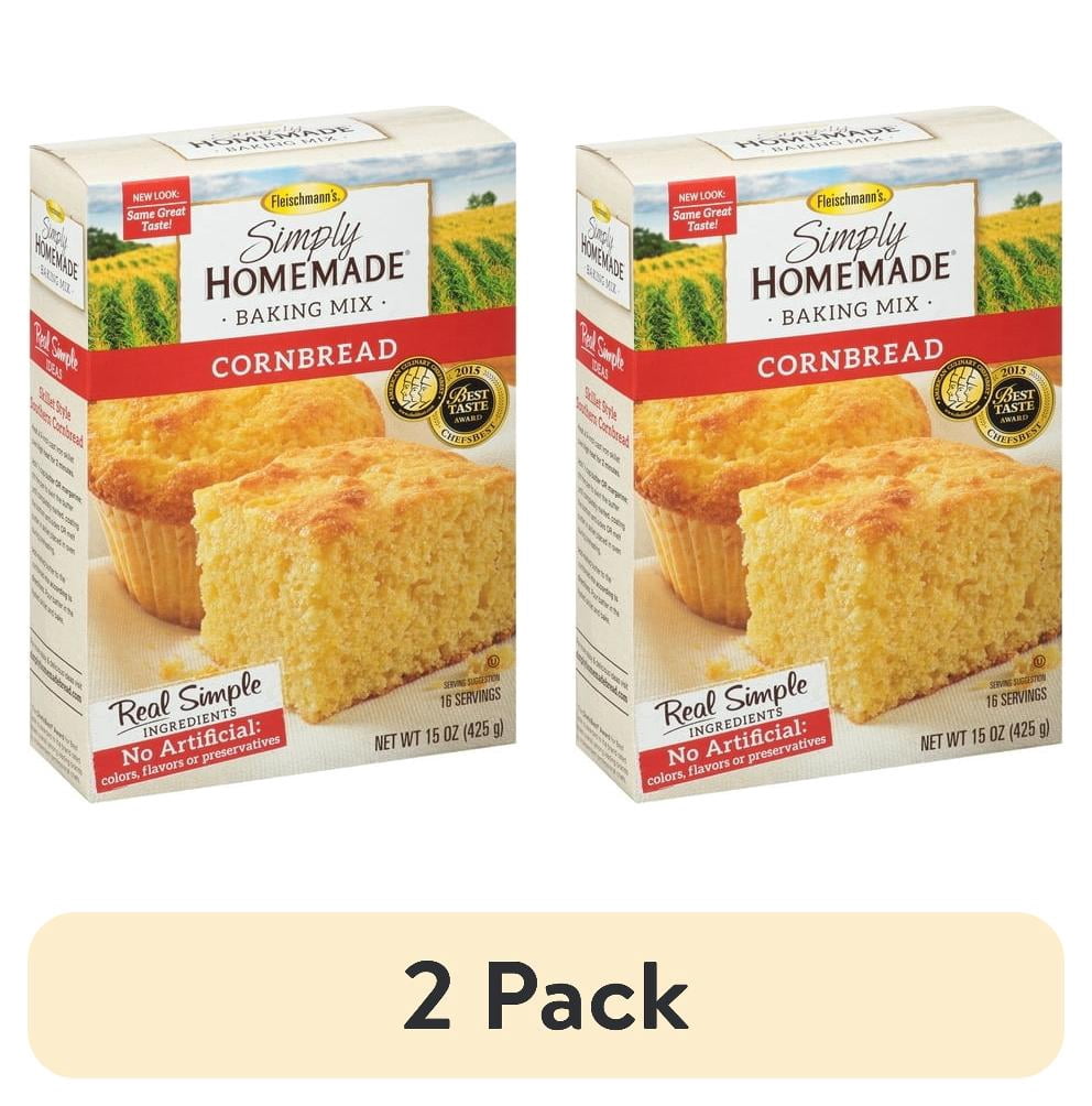 (2 pack) Fleischmann's Simply Homemade Corn Bread Baking Mix, 15 oz ...