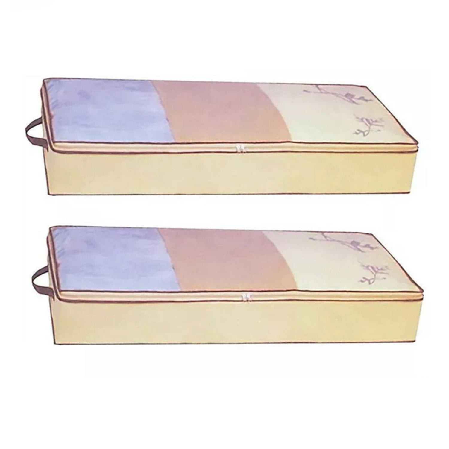 2 pack Flexible Zippered Under Bed Storage Bag Fabric Under-bed Clothes ...