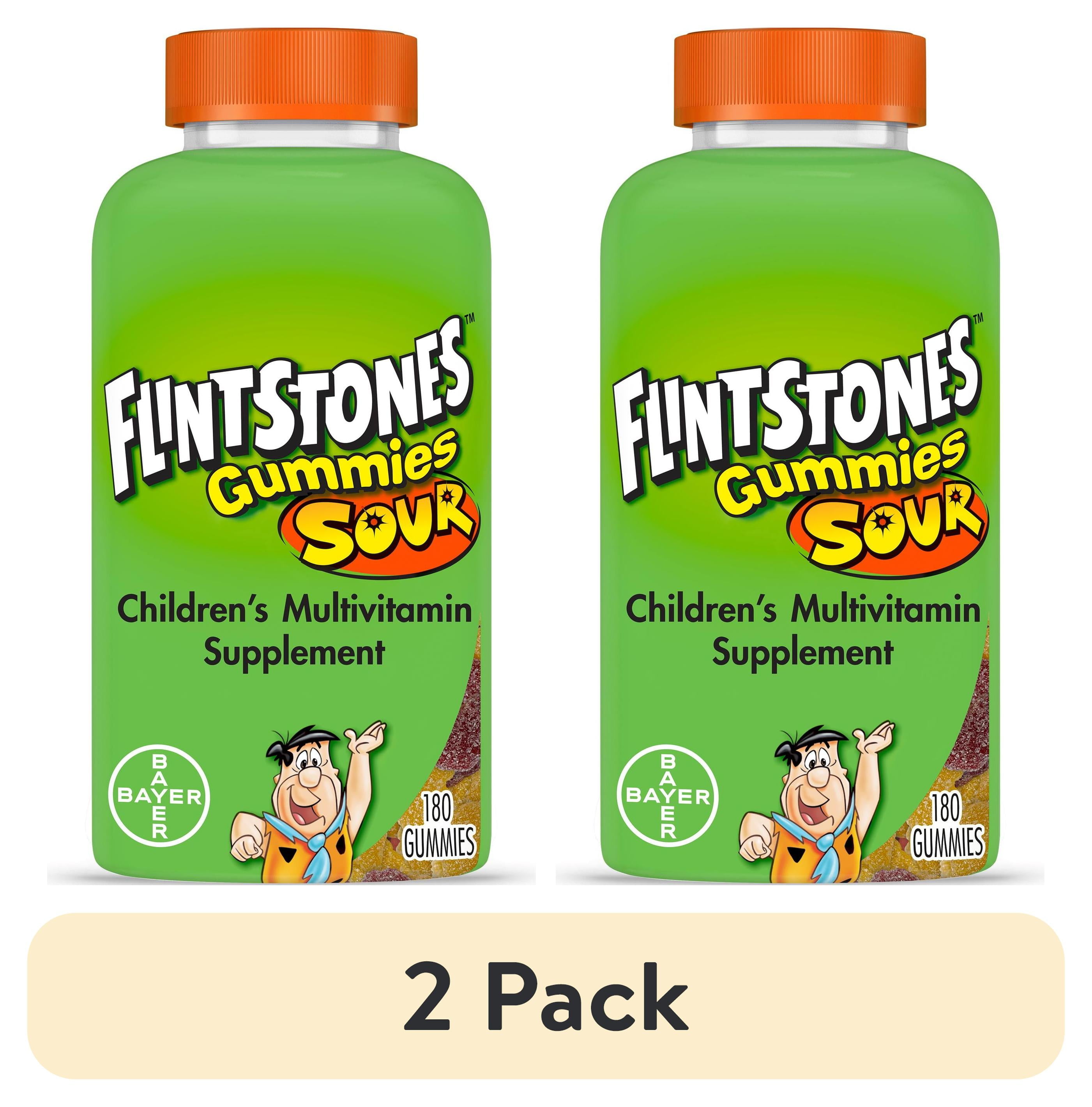 (2 pack) Flintstones Sour Gummy Kids Vitamins with Vitamins C, B6, A & D, 180 Count - Walmart.com