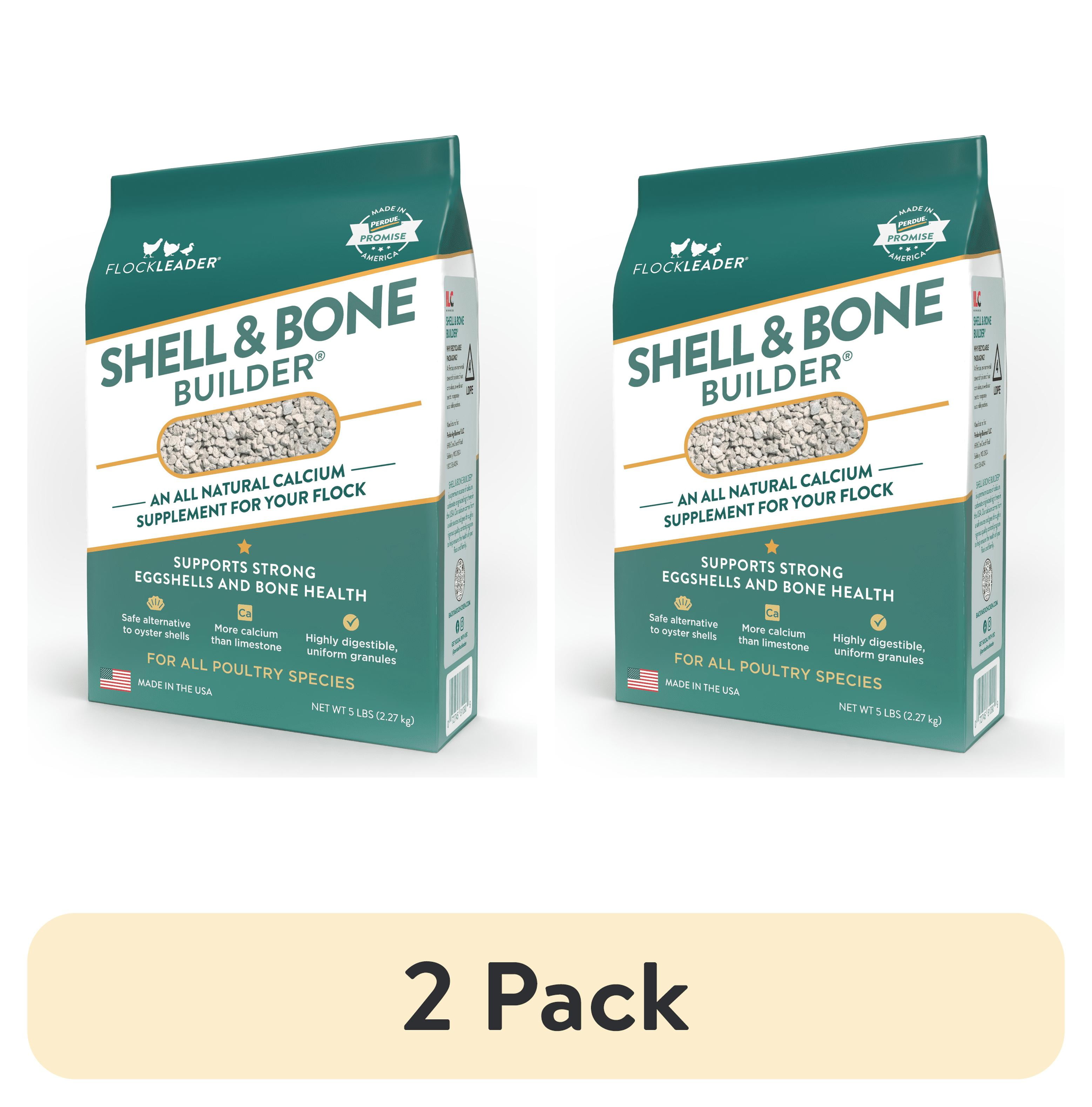 (2 pack) FlockLeader Shell & Bone Builder® for Chickens – All Natural Calcium Supplement for ...