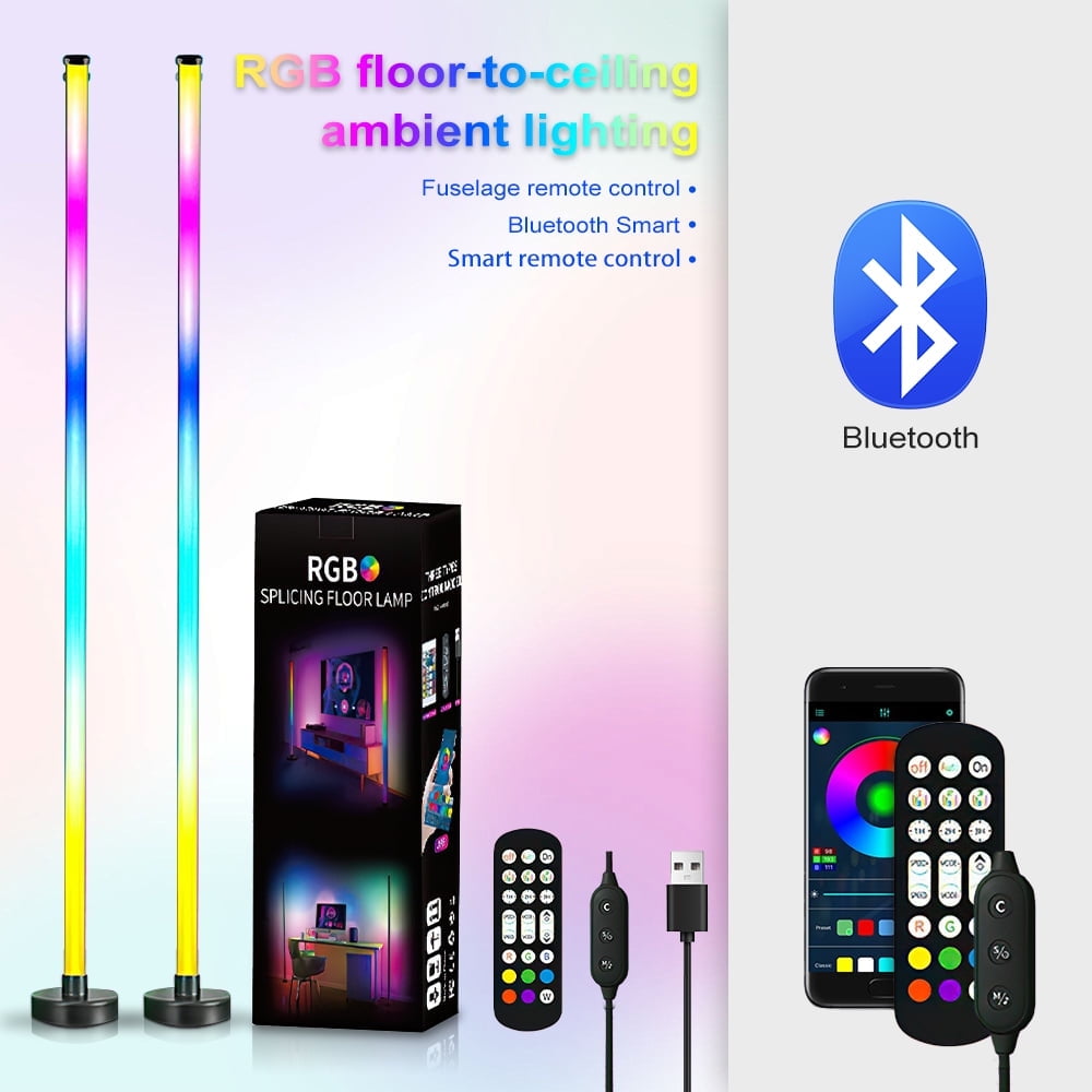 2-pack Floor Lamp, LED Corner Lamp, Smart RGB with Music Sync and 16 ...