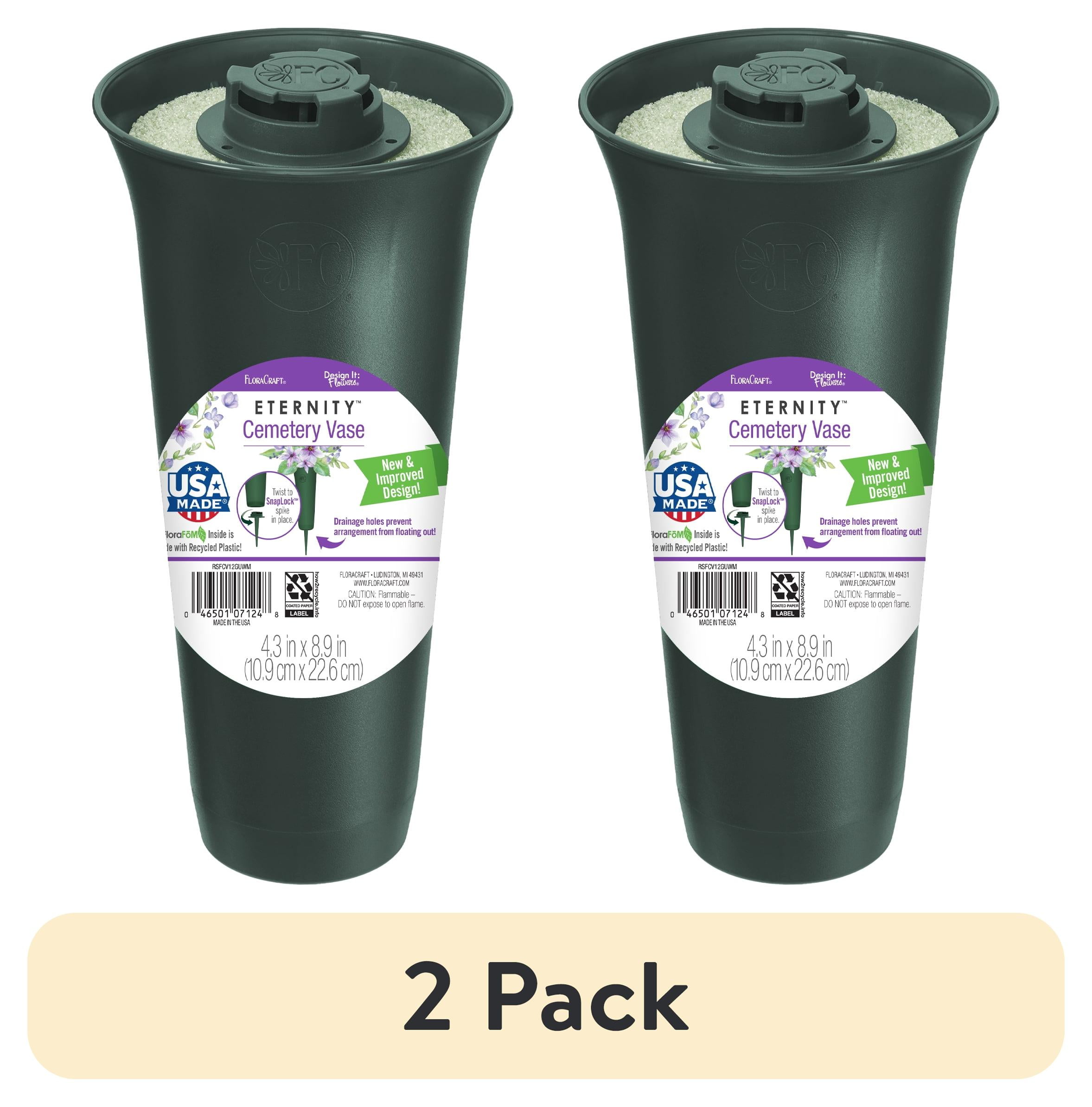 (2 pack) FloraCraft 12.9" Eternity Cemetery Green Plastic Cone Vase ...