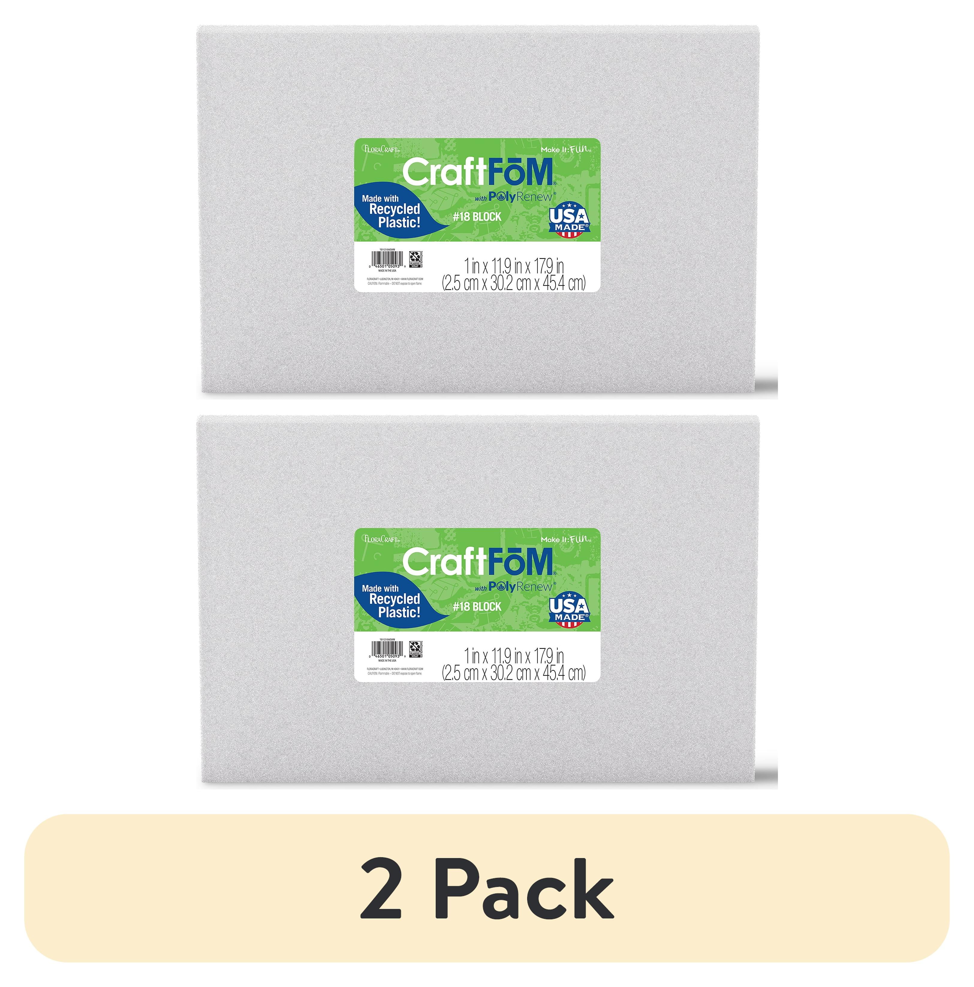(2 pack) FloraCraft CraftFōM Crafting Foam Block 1" x 11.9" x 17.9 ...