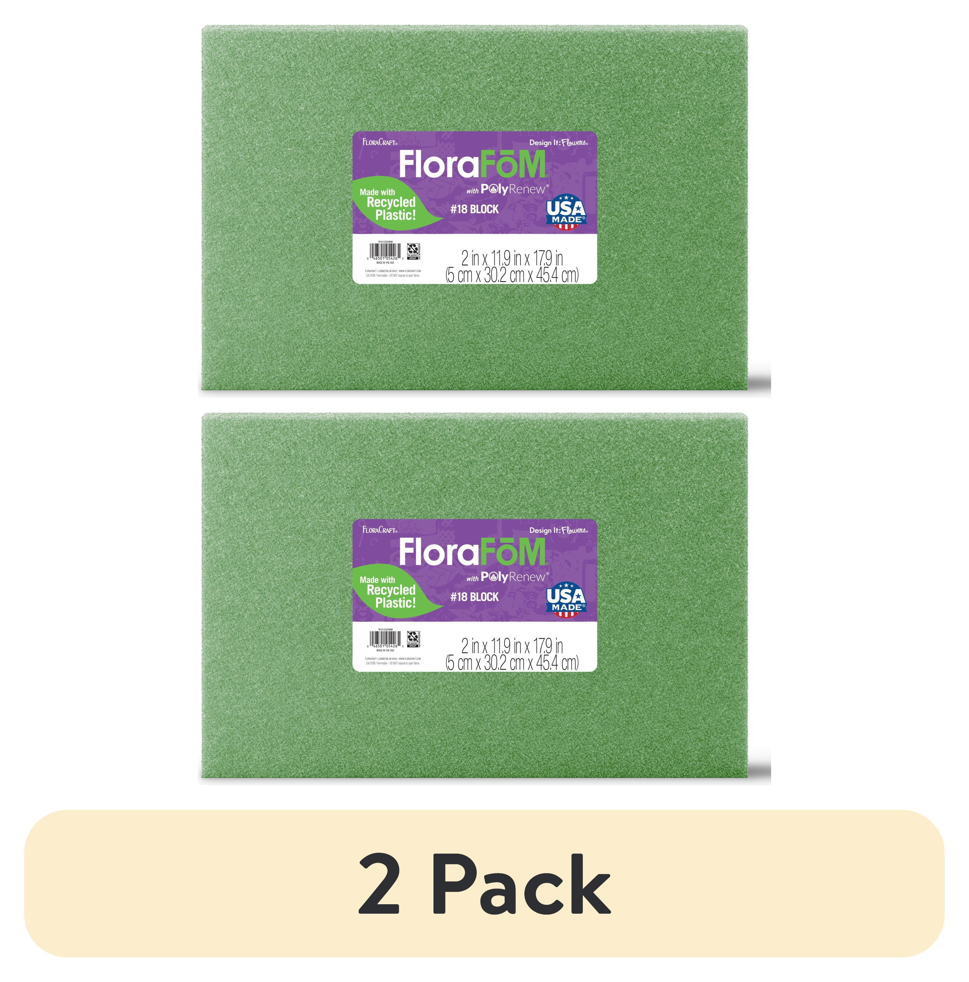 (2 pack) FloraCraft Foam Block 2 inch x 11.9 inch x 17.9 inch Green ...