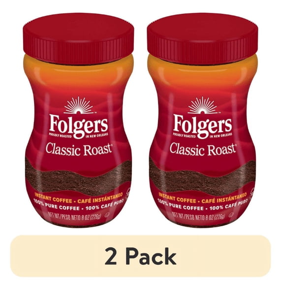 (2 pack) Folgers Classic Roast Instant Coffee, 8-Ounce Jar - Walmart.com