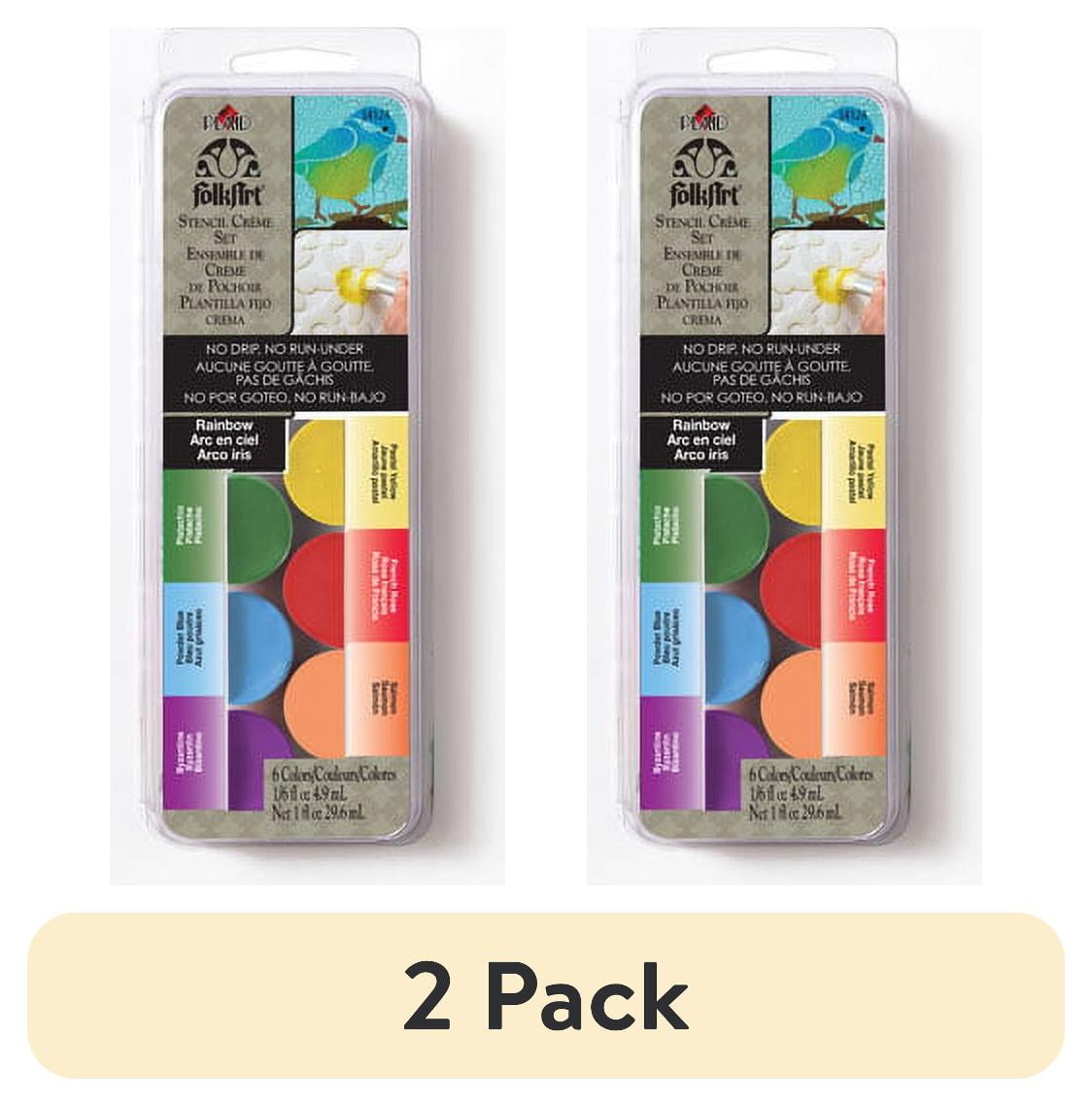 (2 pack) Folk Art Stencil Dry Brush Creme Sets Rainbow - Walmart.com