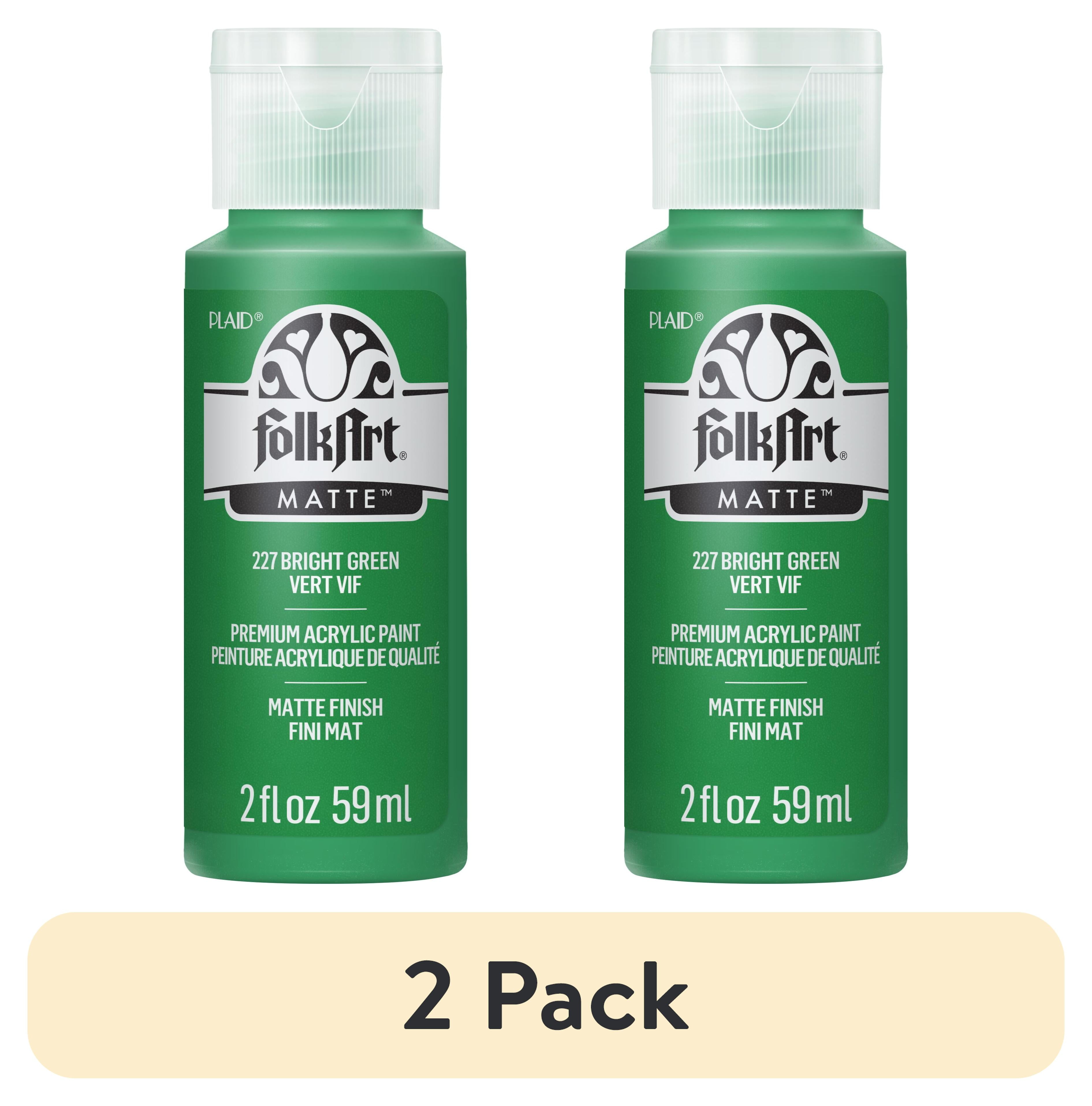 (2 pack) FolkArt Acrylic Craft Paint, Matte Finish, Bright Green, 2 fl ...