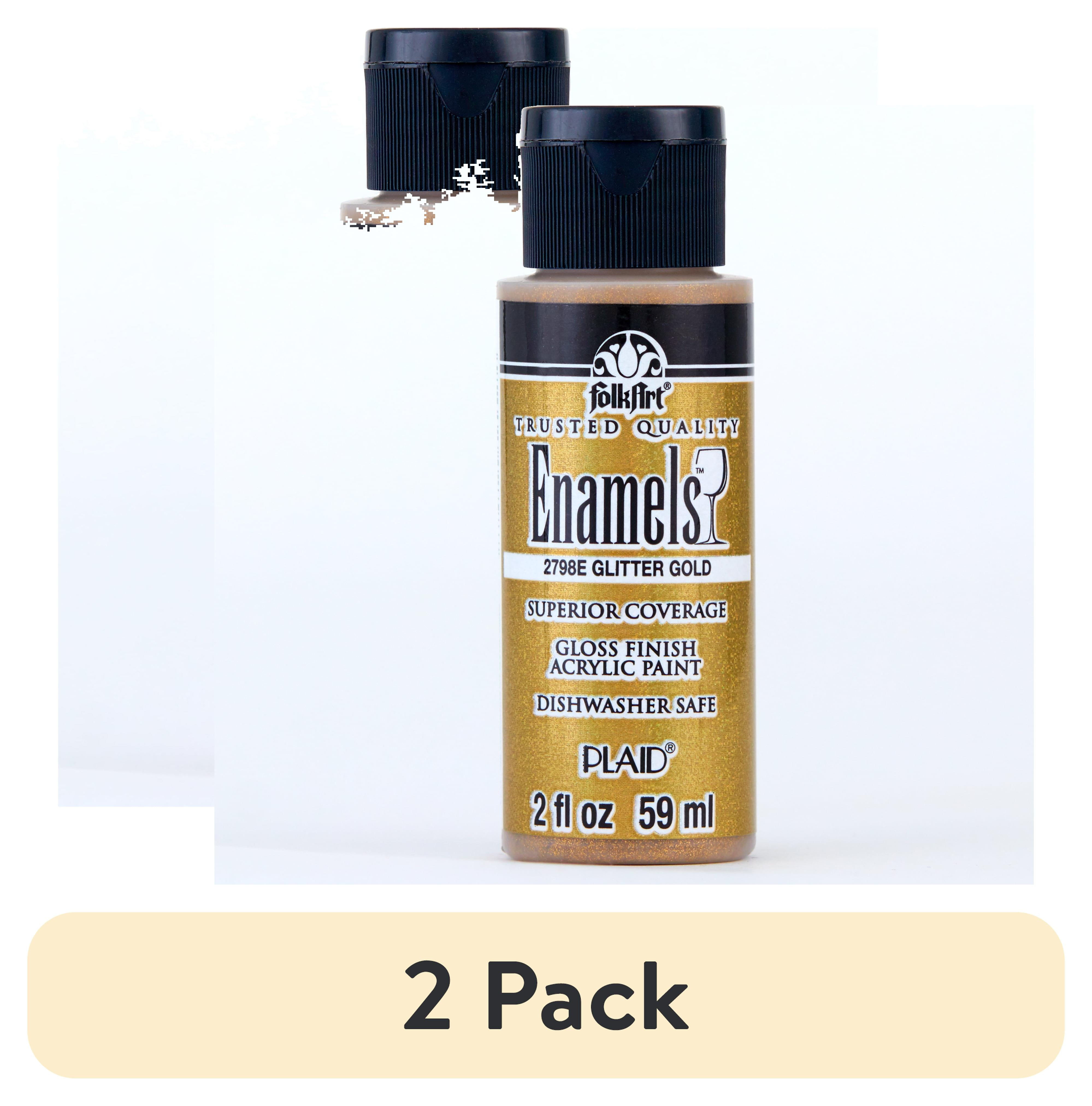 (2 pack) FolkArt Enamel Acrylic Craft Paint, Gloss Finish, Gold, 2 fl ...