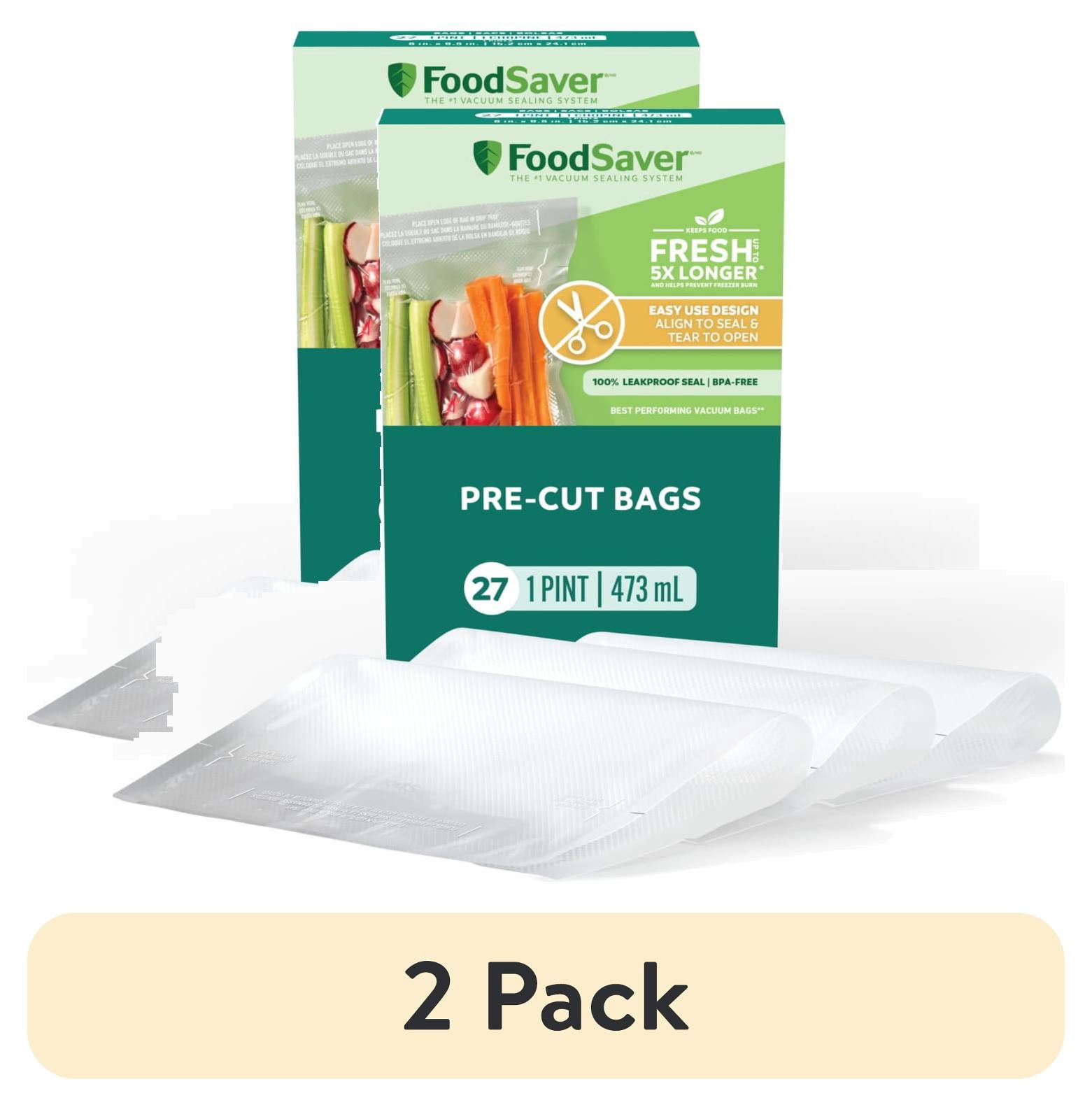 (2 pack) FoodSaver Pint Vacuum Seal Bags, 27 Count Pre-Cut BPA-Free ...