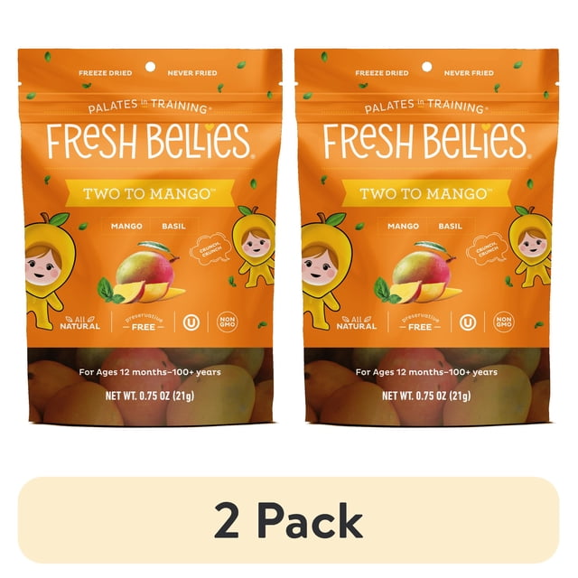 (2 pack) Fresh Bellies - Two to Mango & Basil Freeze Dried Snacks for ...