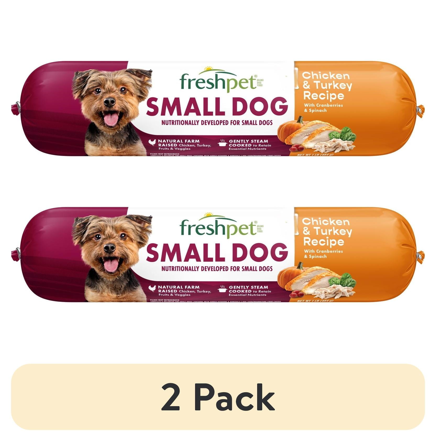 (2 pack) Freshpet Fresh Dog Food, Small Dog Chicken & Turkey Recipe ...