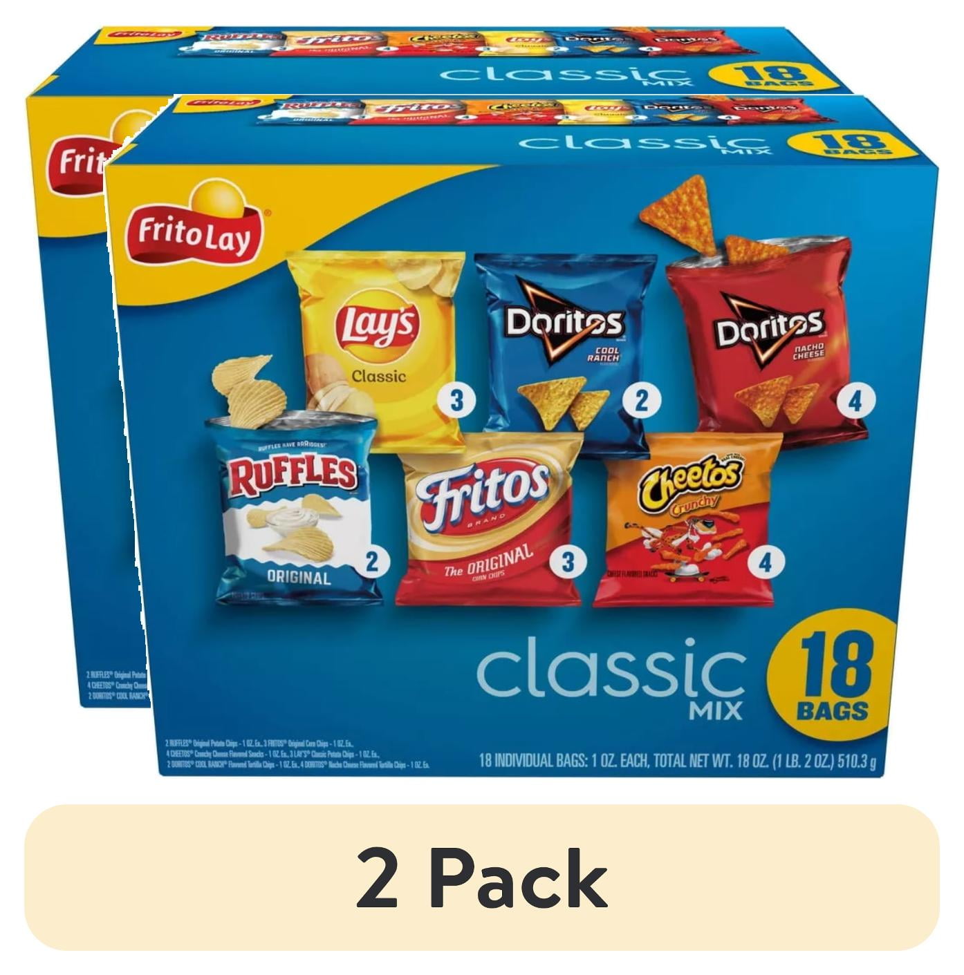 (2 pack) Frito Lay Snacks Classic Mix Variety 1 oz, 18 Count, Cardboard ...
