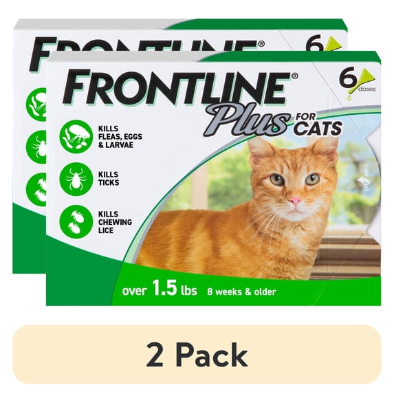 (2 pack) FRONTLINE Plus for Cats and Kittens Flea and Tick Treatment, 6 ...