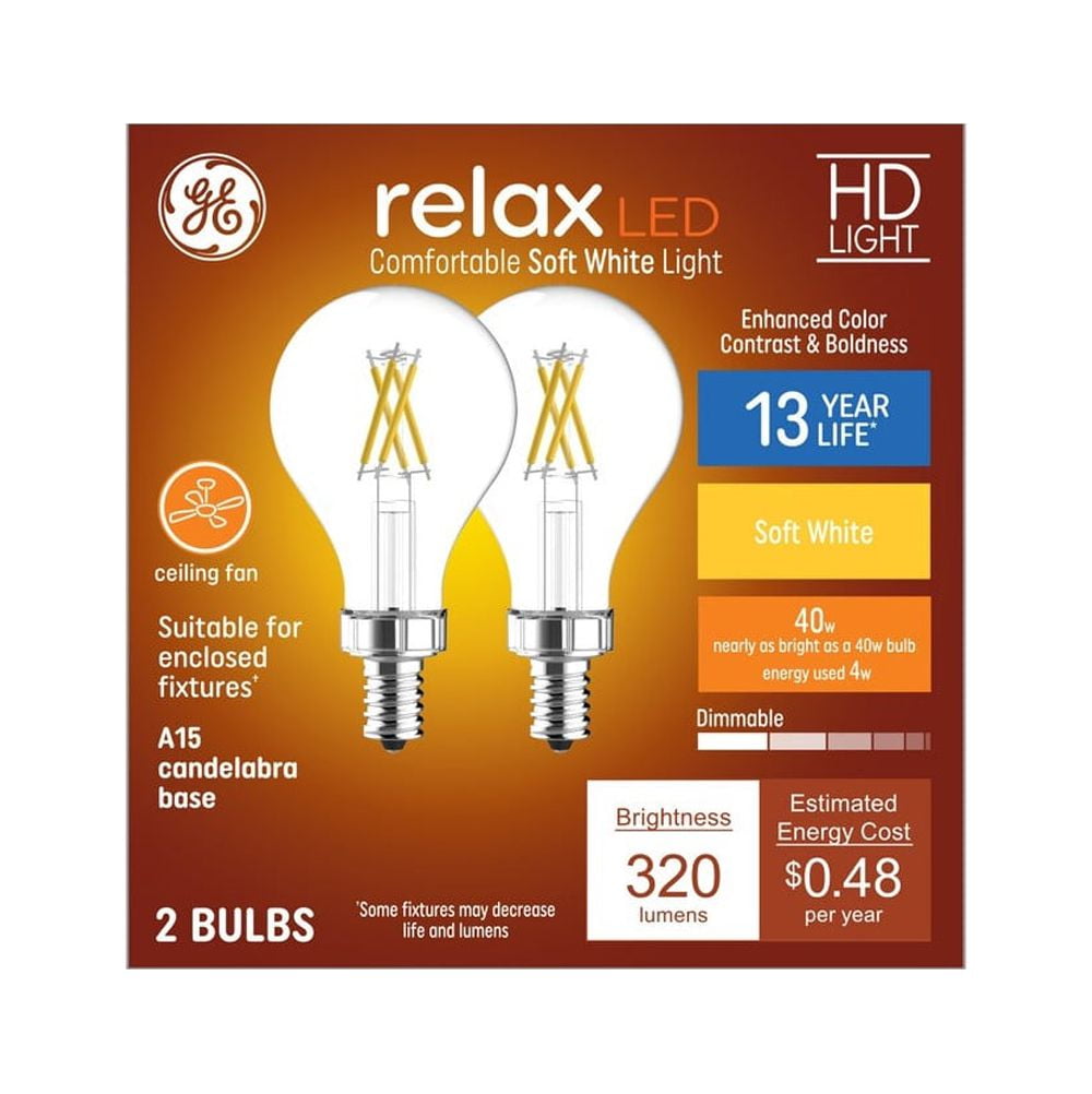 (2 pack) GE 47957 relax LED comfortable soft white A15 LED Light bulbs ...