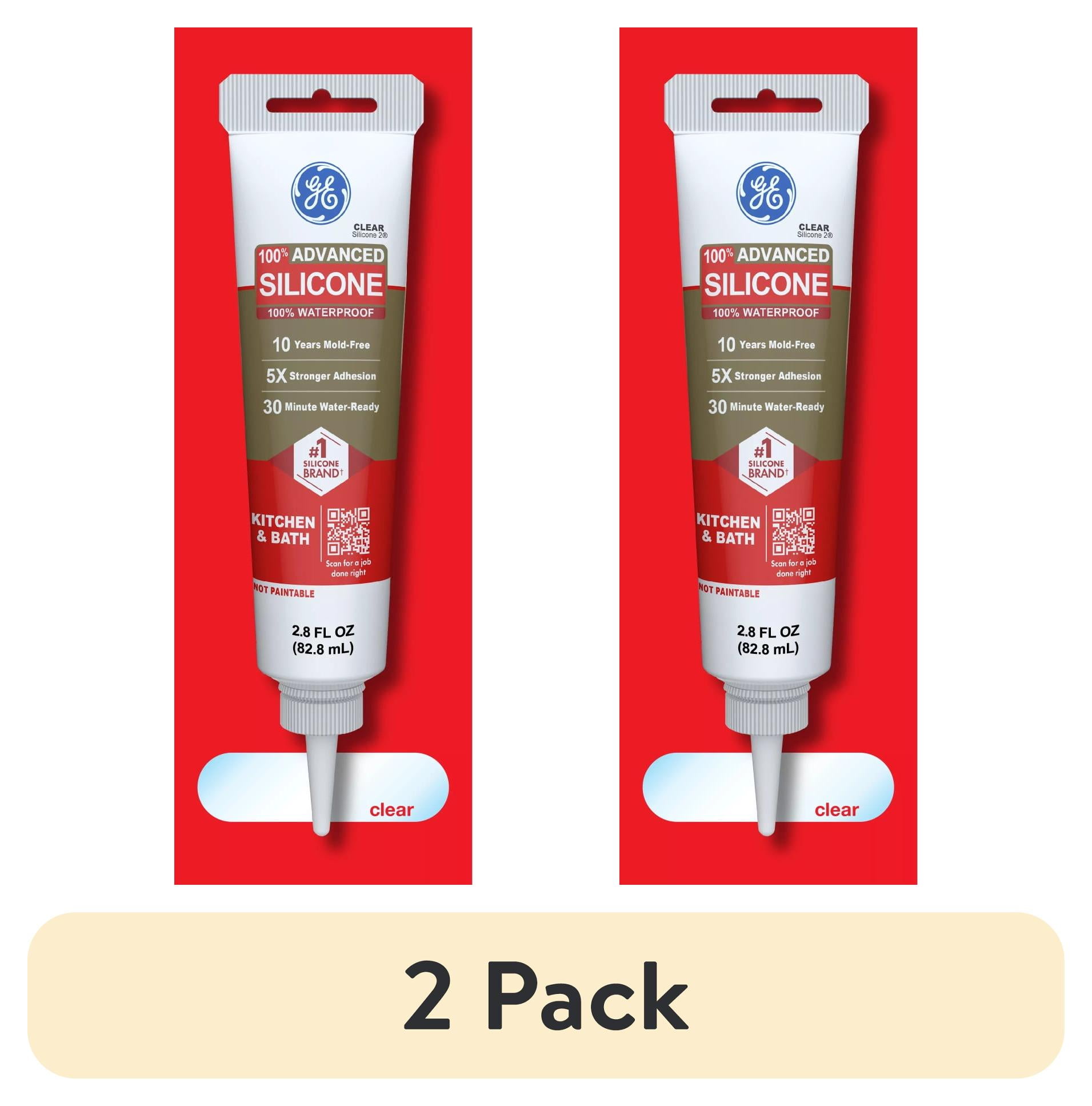 (2 pack) GE Advanced Silicone Kitchen & Bath Sealant, Pack of 1, Clear ...
