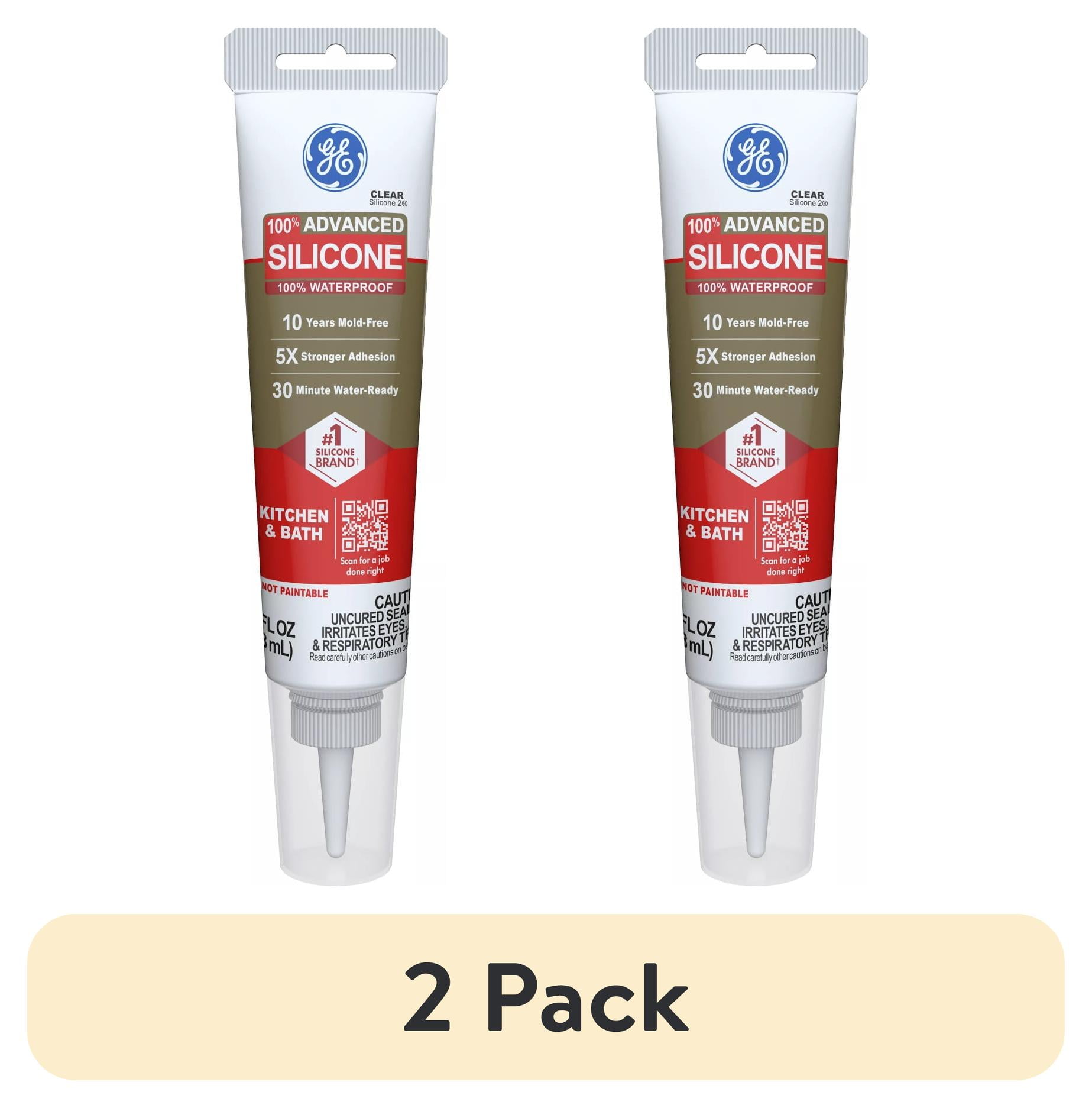 (2 pack) GE Advanced Silicone Kitchen & Bath Sealant, Pack of 1, Clear ...